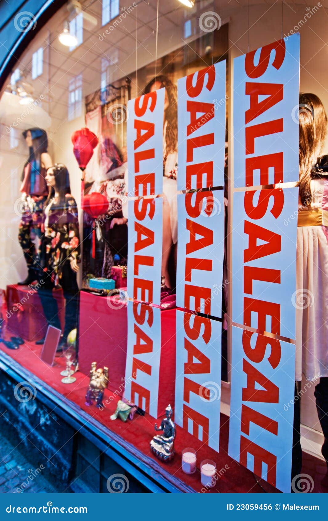 Sale sign in shop window stock photo. Image of fashion - 23059456