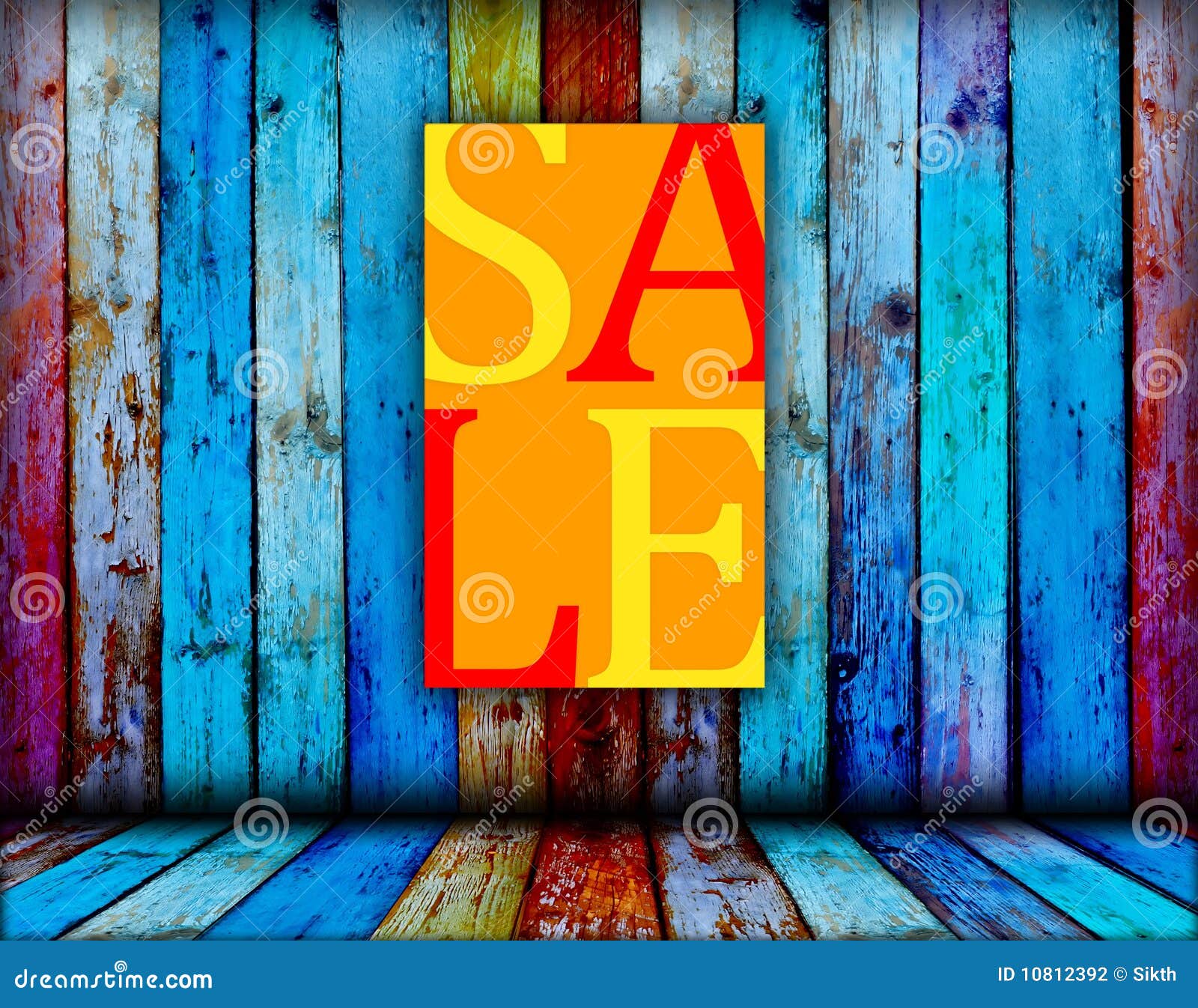 Sale Sign on Wood Background Stock Illustration - Illustration of blue ...