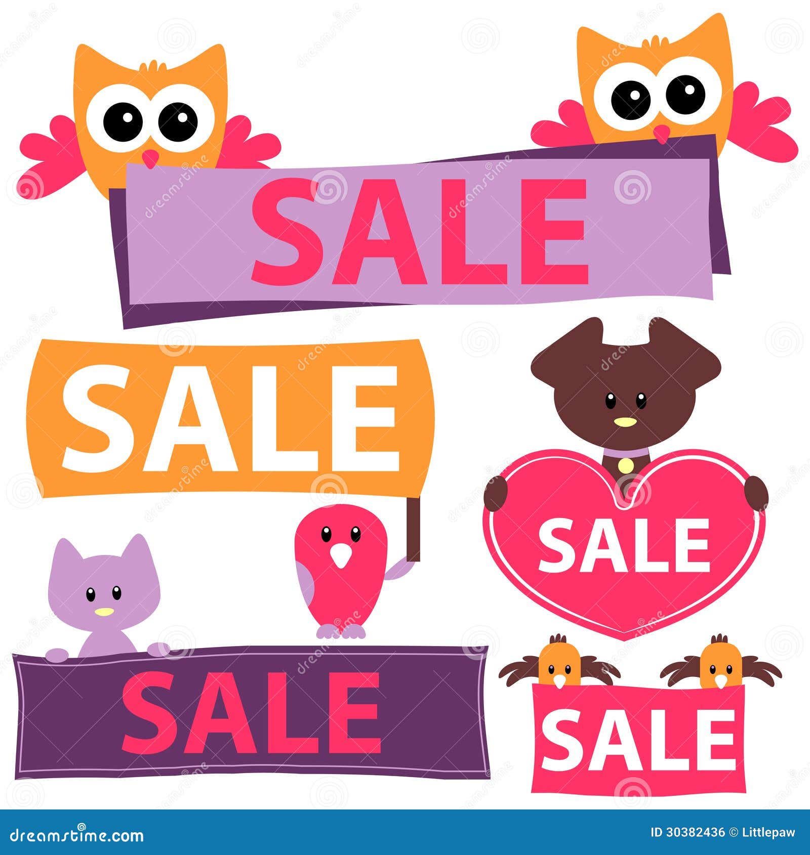 Sale Signs with Cute Animals Stock Vector - Illustration of sticker ...