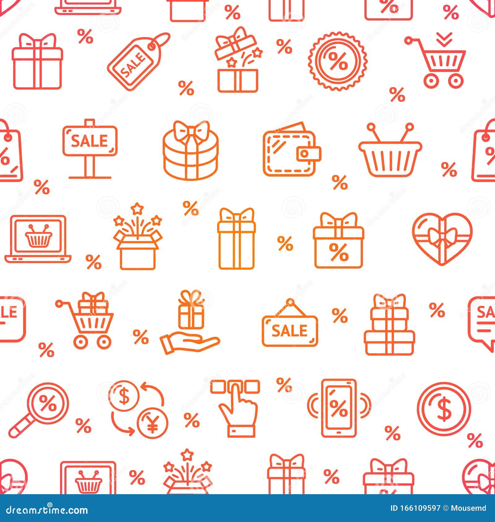 Sale Signs Seamless Pattern Background on a White. Vector Stock Vector ...