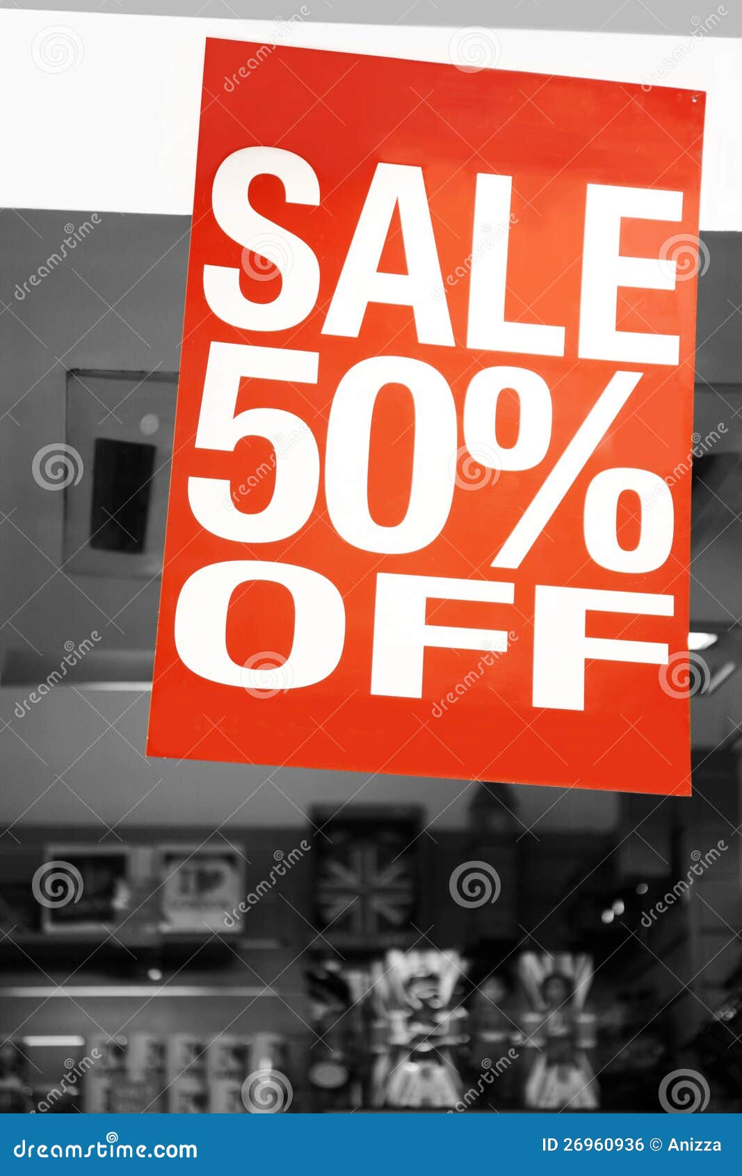 Sale signs in shop window stock photo. Image of market - 26960936