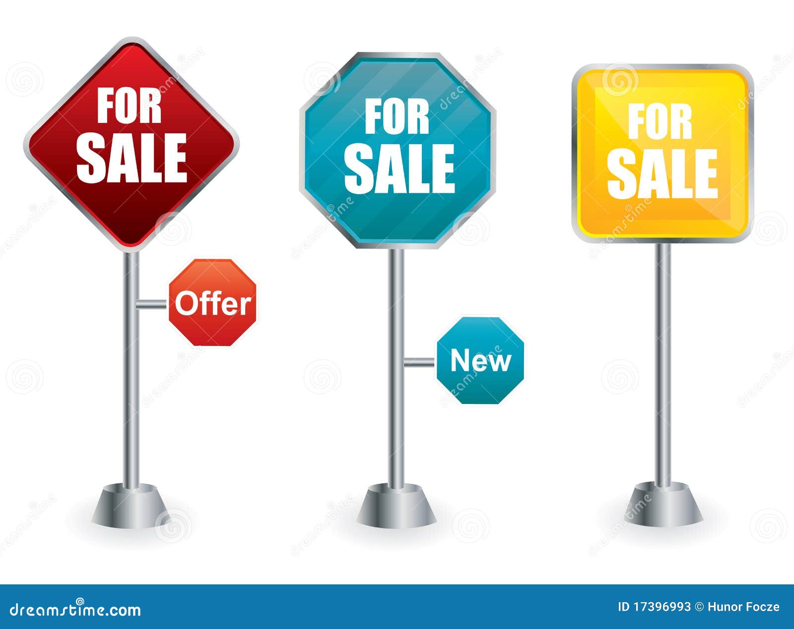 For Sale Signs on Signposts Stock Illustration - Illustration of post ...
