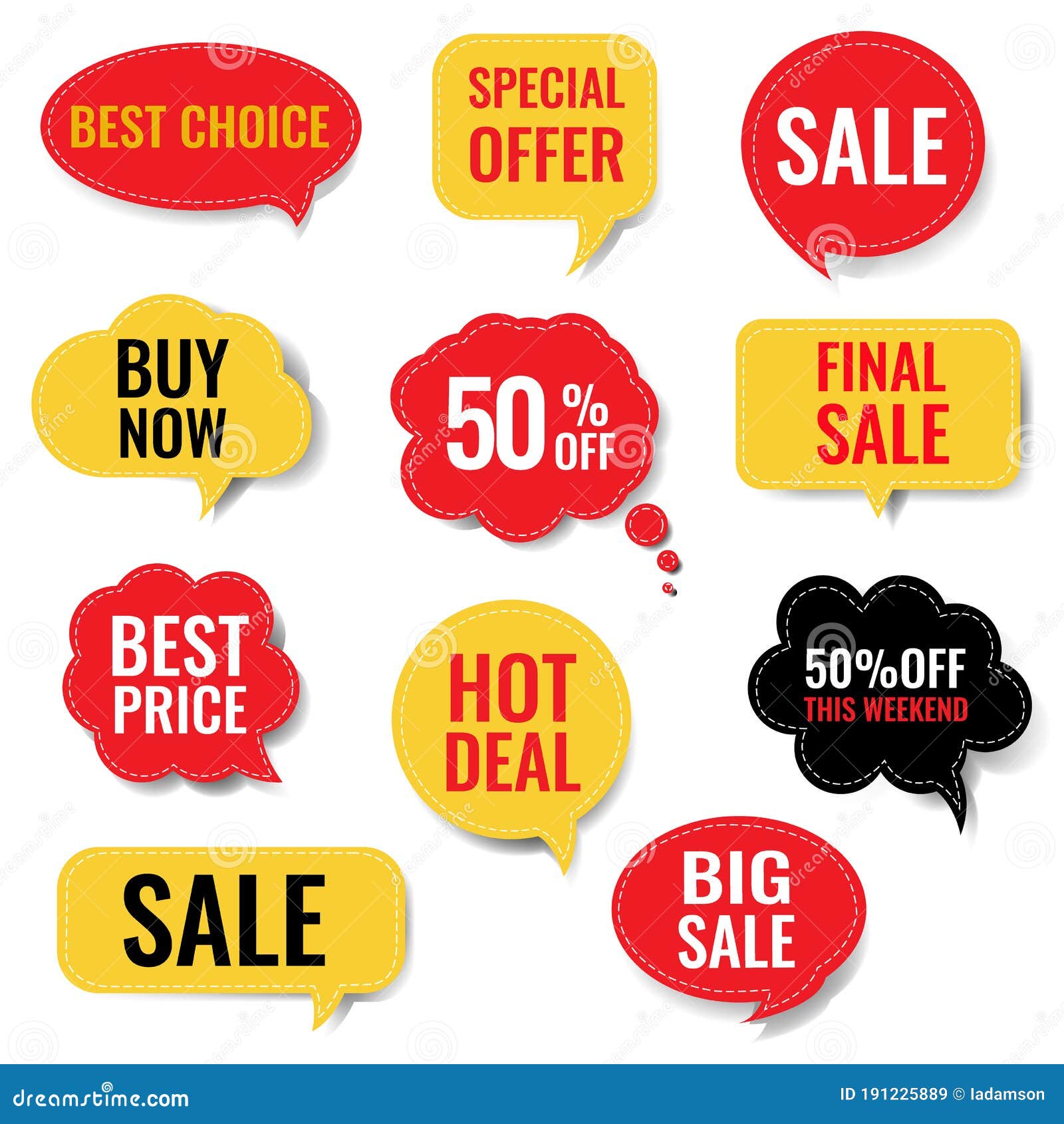 Sale Speech Bubble Set Isolated White Background Stock Vector ...