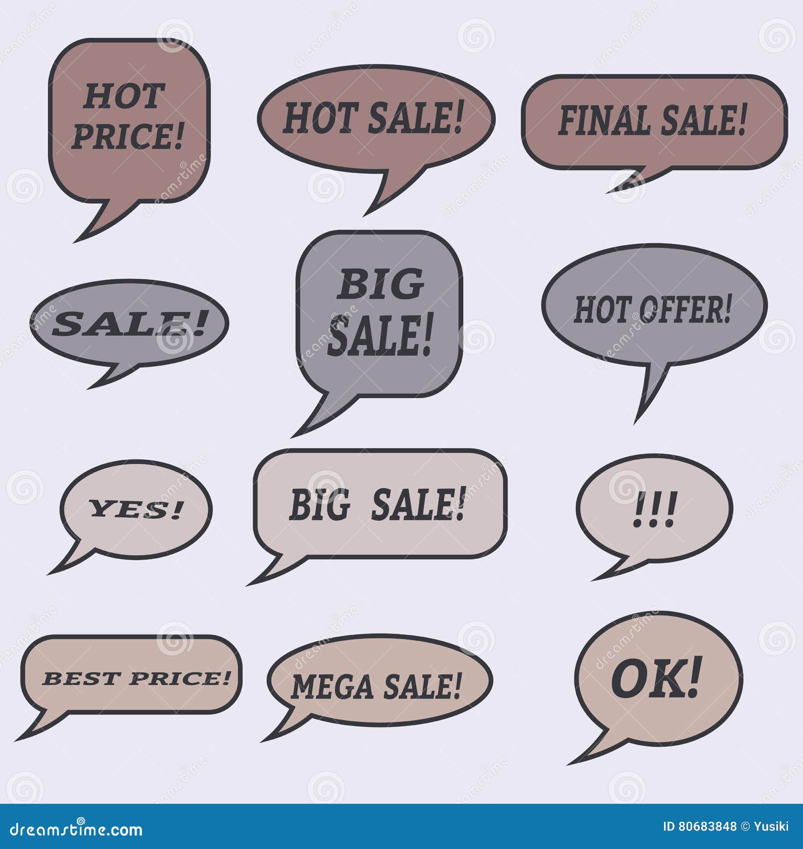 Sale Speech Bubbles. Set of Illustration Icons. Stock Illustration ...