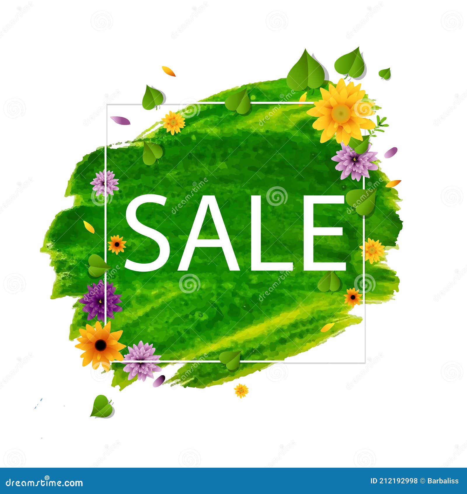 Sale Spring Banner with Flower Stock Vector - Illustration of blob ...