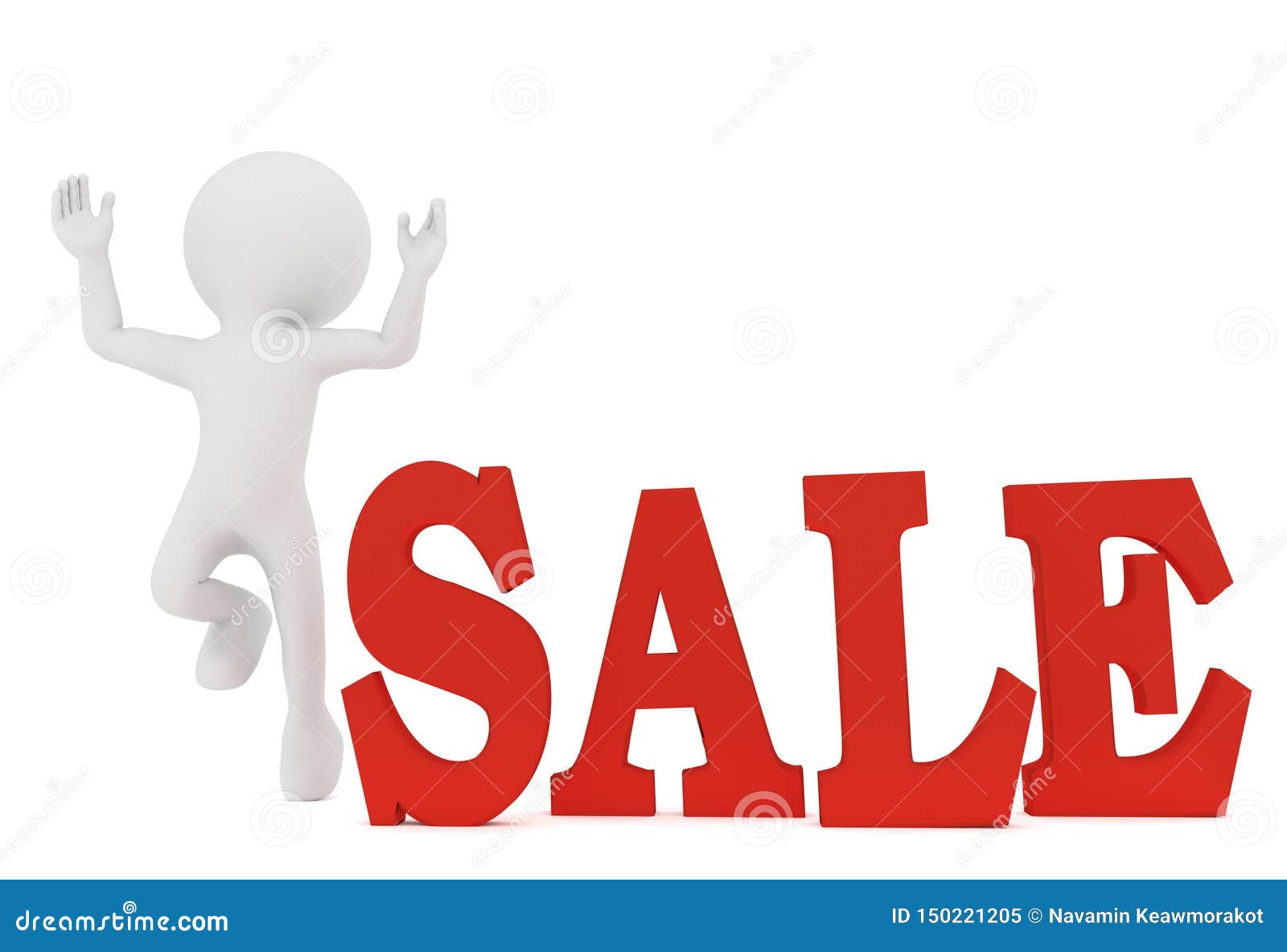 Sale and Stick Man. 3D Rendering Stock Illustration - Illustration of ...