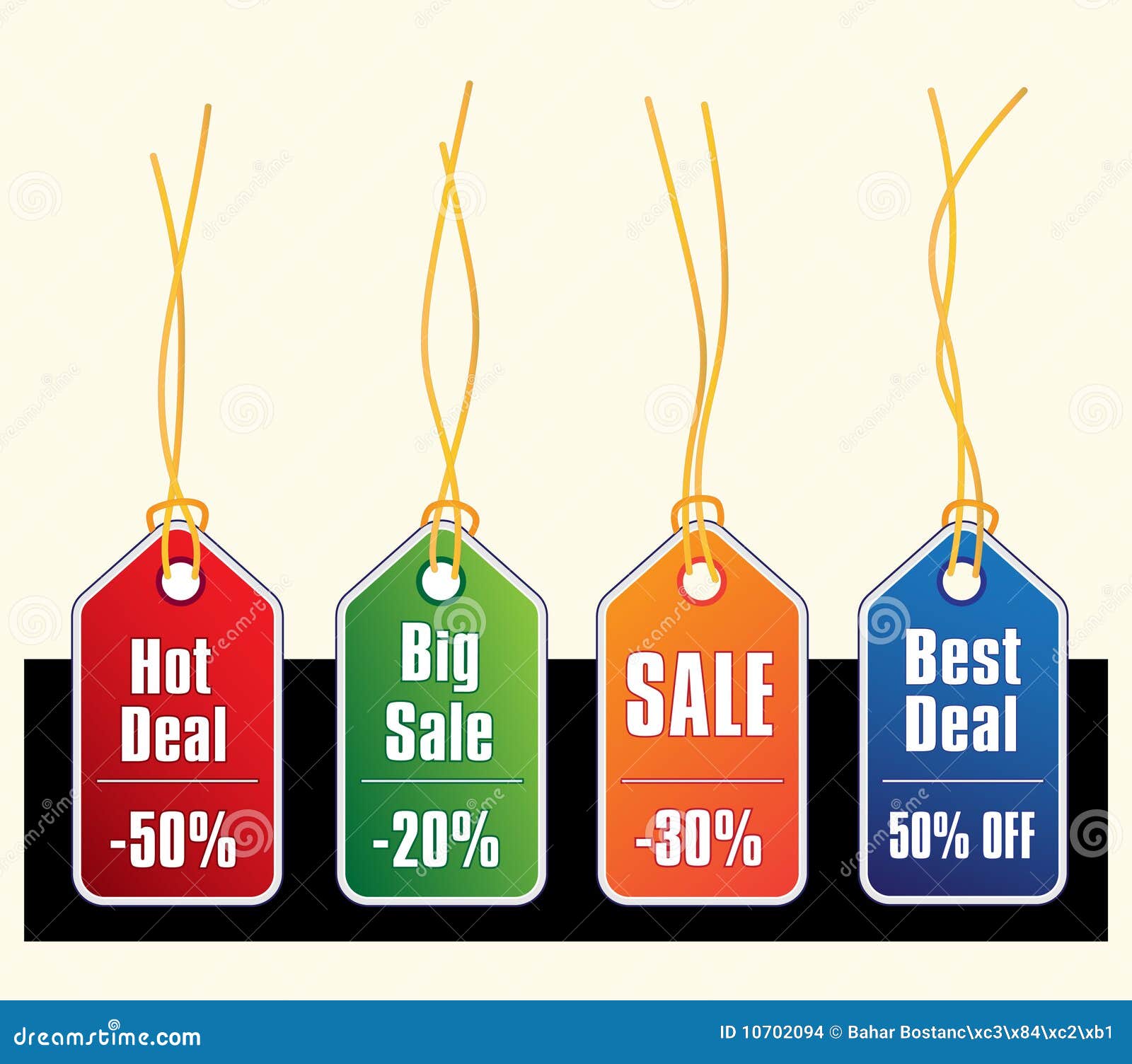 Sale Tags with Gold Strings Stock Vector - Illustration of brochure ...