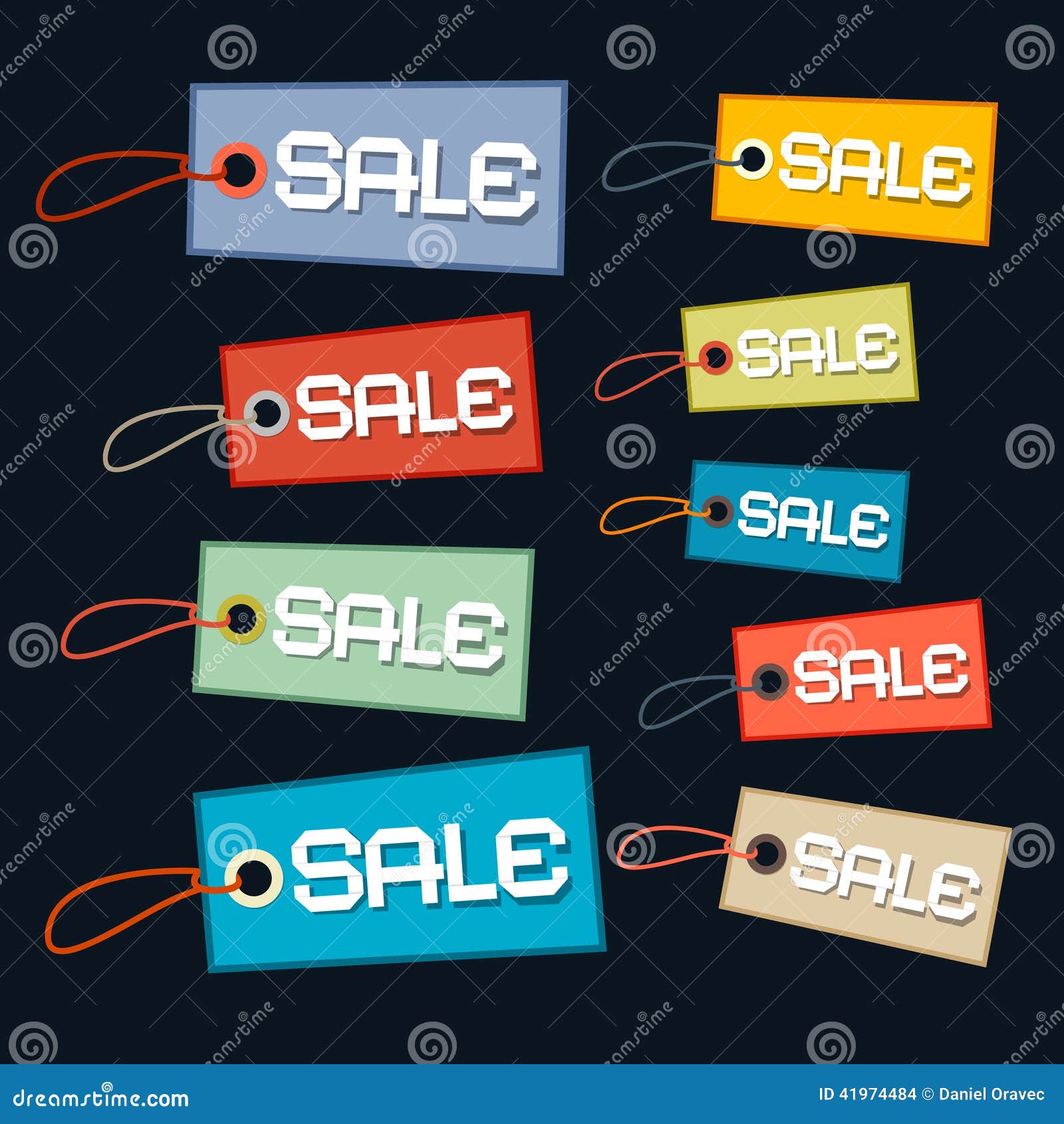 Sale Tags - Labels Set with Strings Stock Vector - Illustration of ...