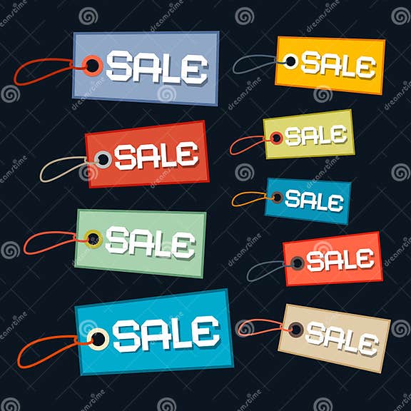Sale Tags - Labels Set with Strings Stock Vector - Illustration of ...