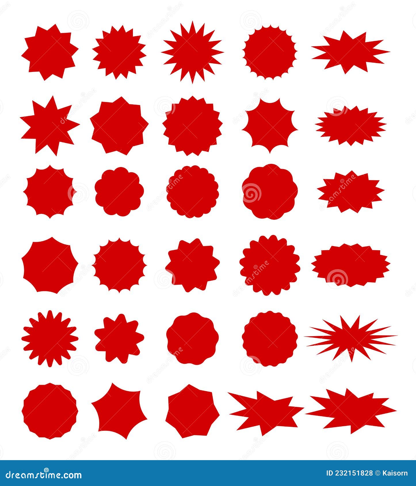 Sale Tags with Space for Text. Set of Red Color Star Shape Sale Label ...