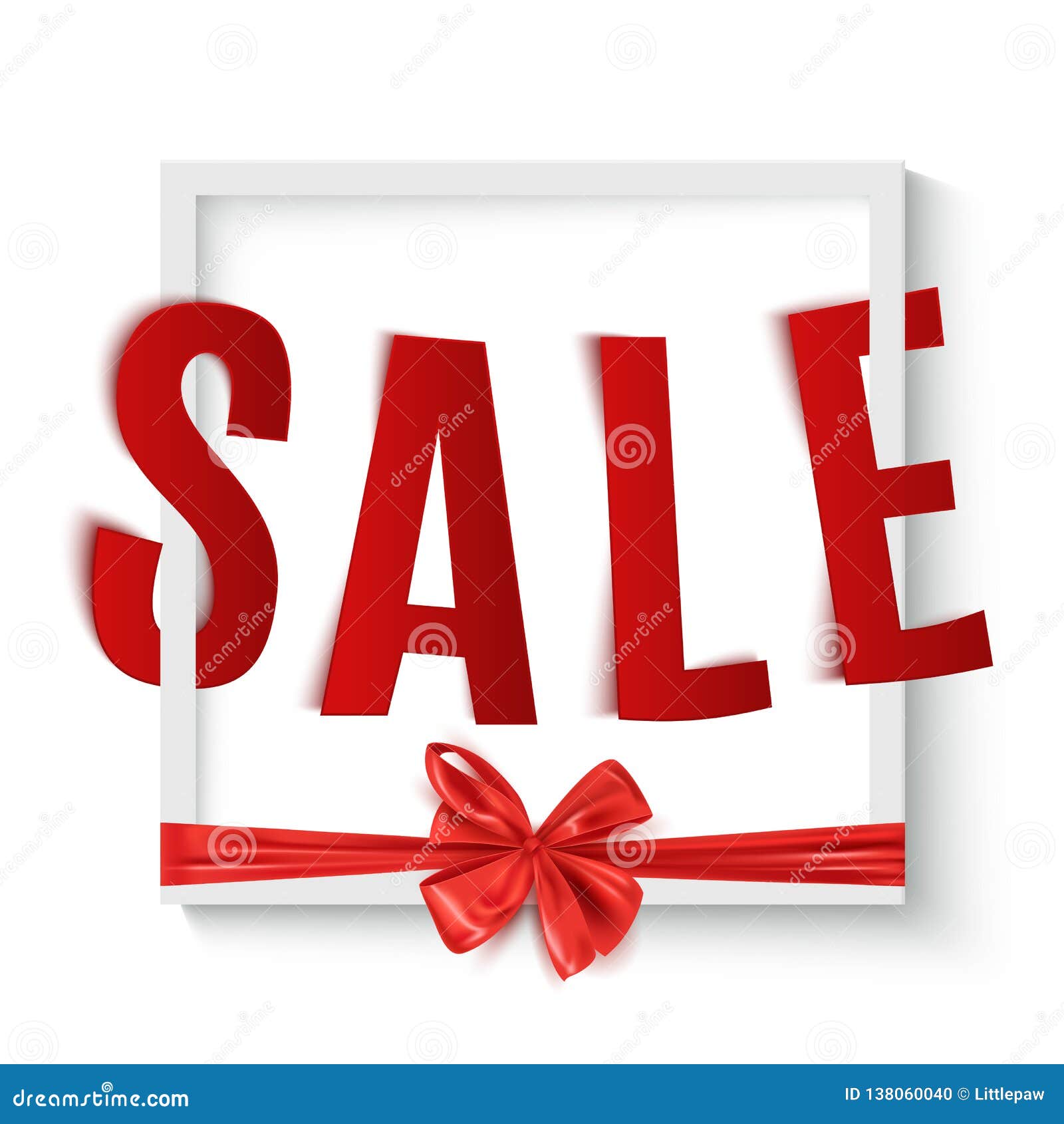 Sale Text, Advertisement Banner with Red Bow, Vector Illustration Stock ...