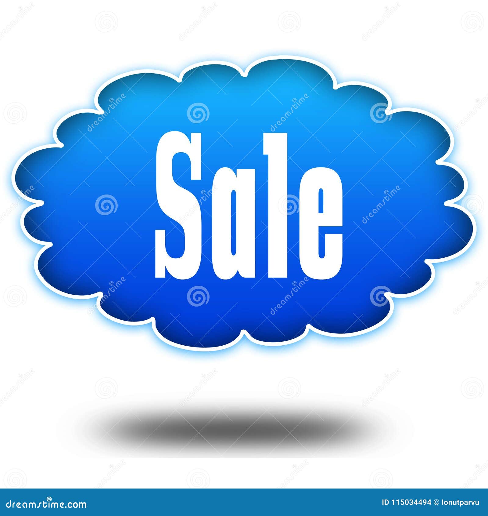 SALE Text Message on Hovering Blue Cloud. Stock Illustration ...
