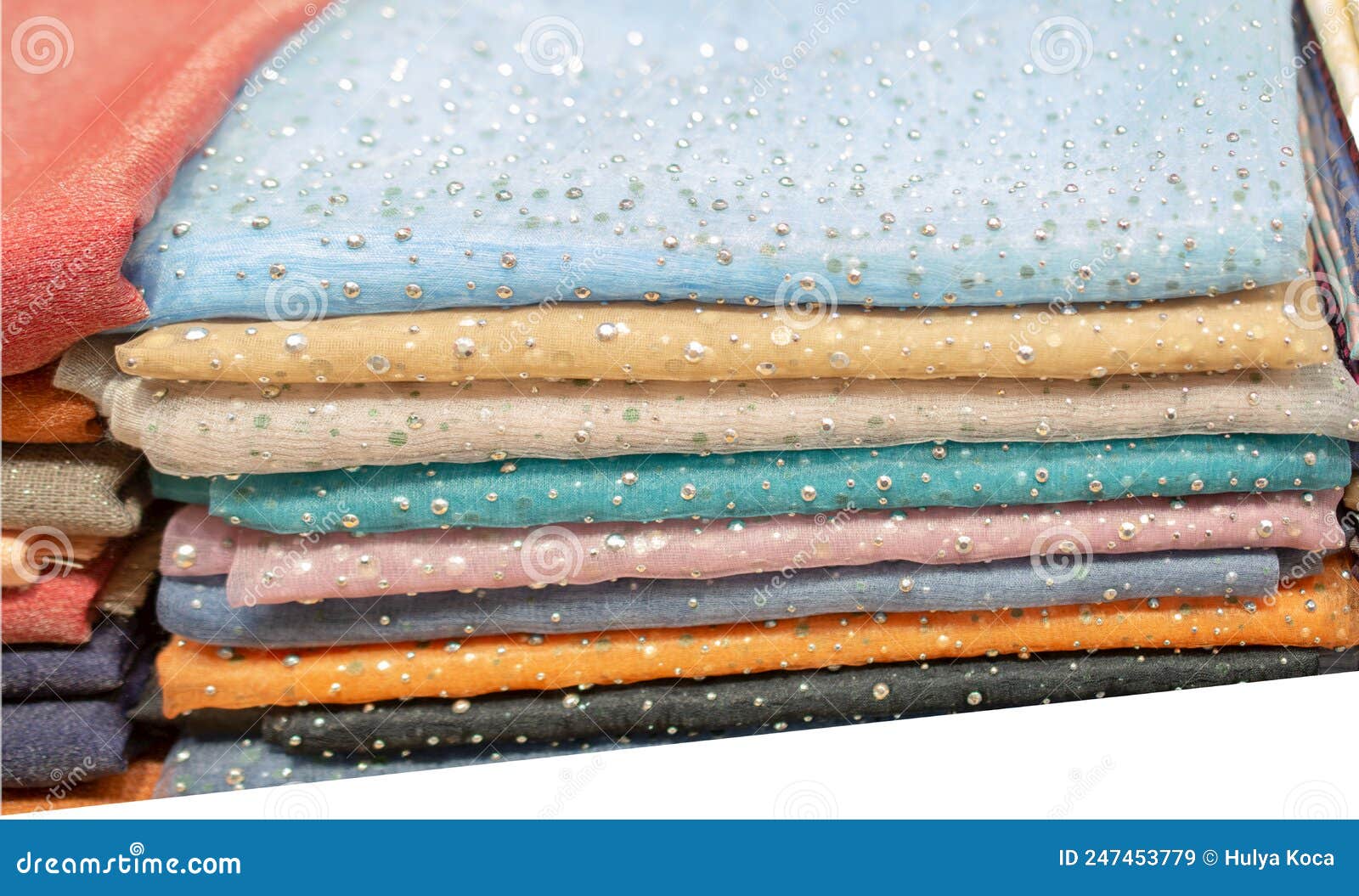 Multicolored Fabric and Textiles on the Market Stock Image - Image of ...