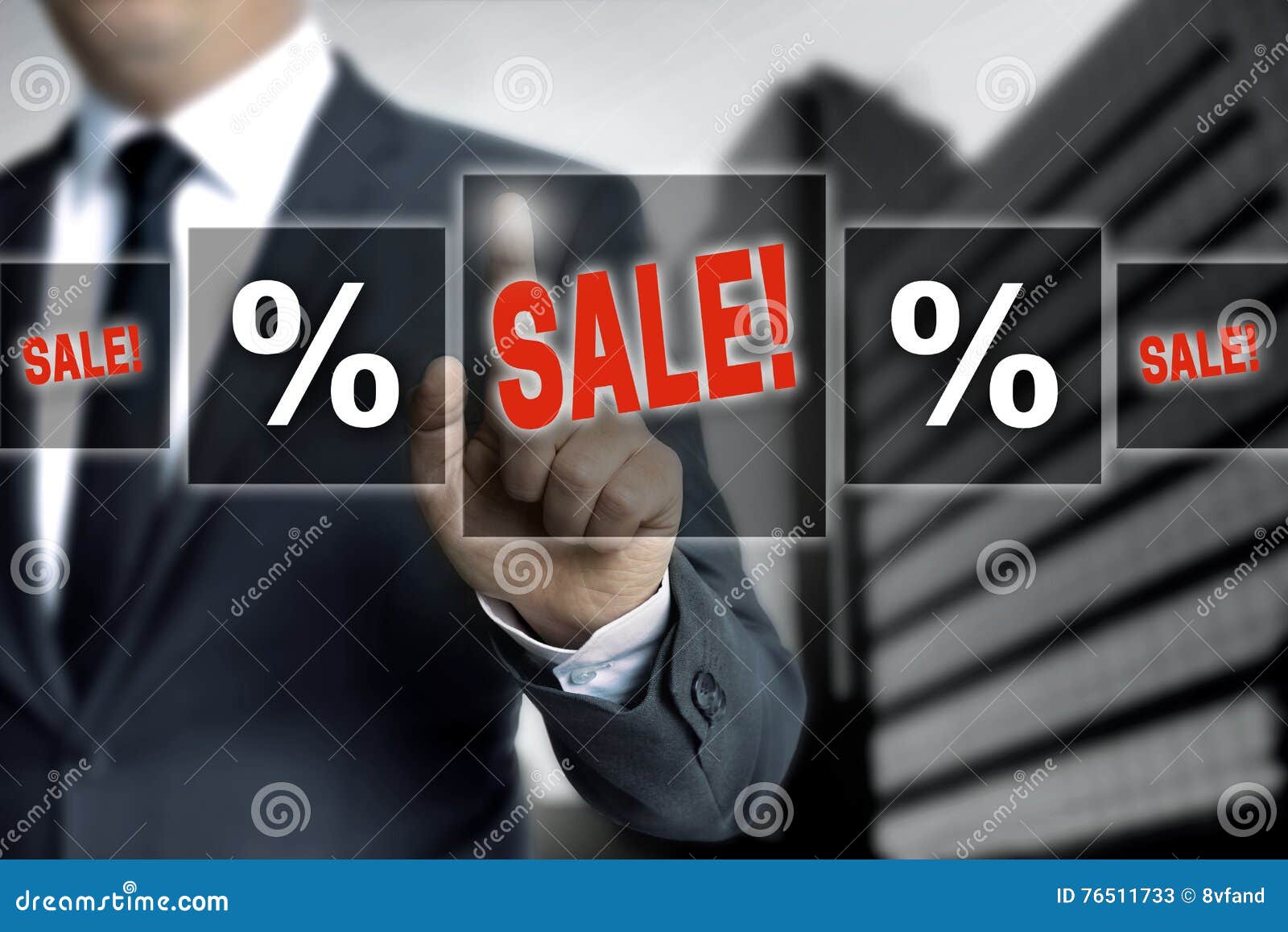 Sale Touchscreen is Operated by Businessman Stock Image - Image of ...