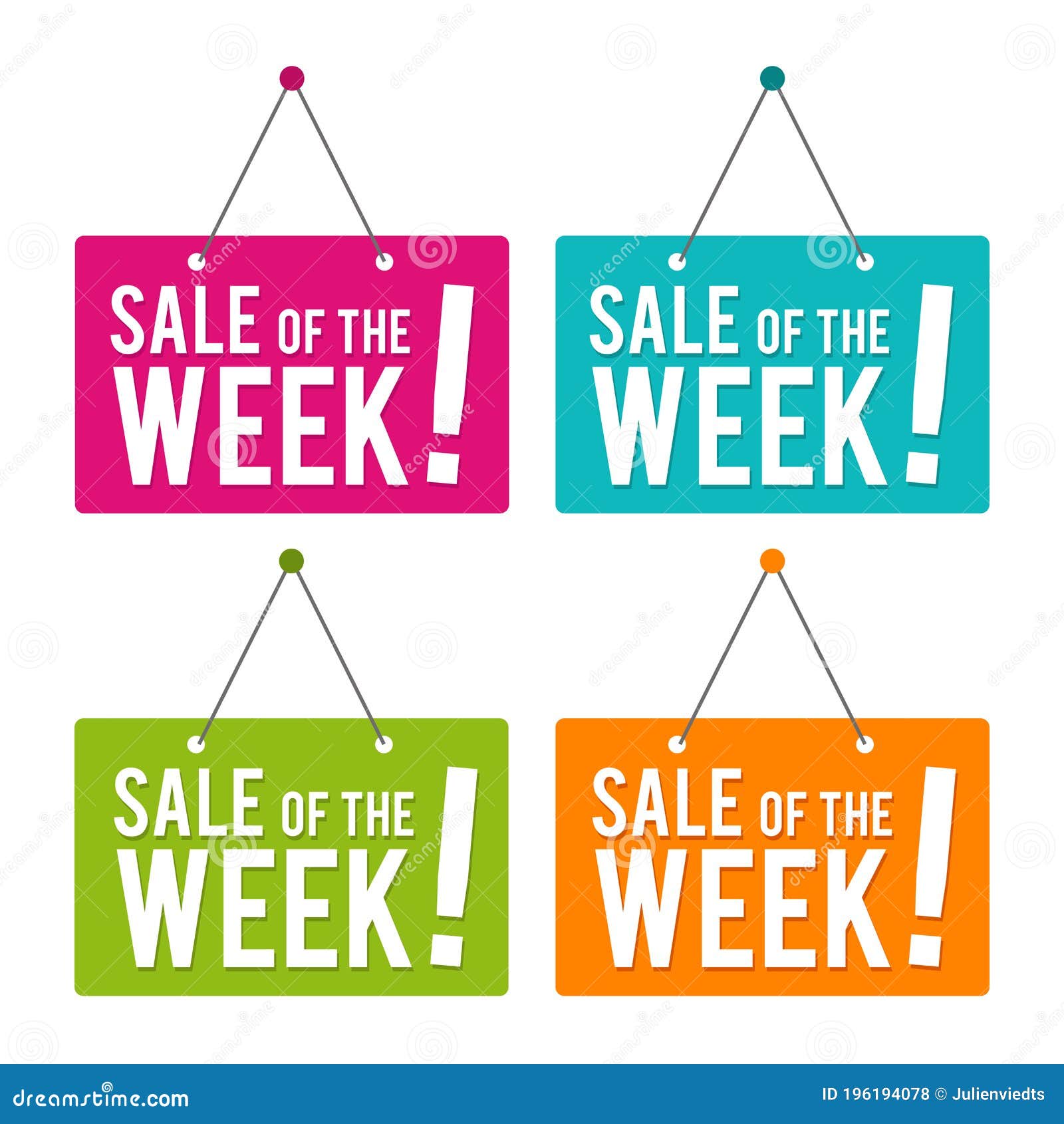 Sale of the Week Hanging Door Sign Stock Illustration - Illustration of ...