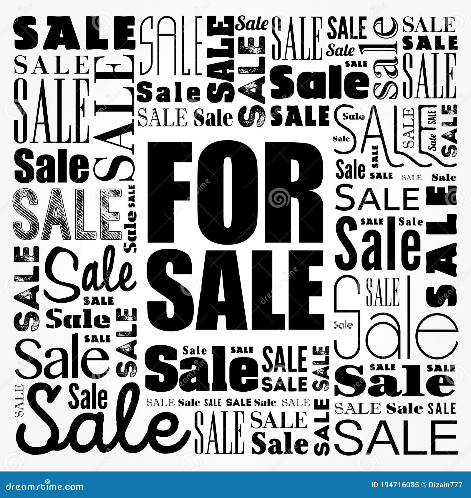 For SALE Word Cloud Collage, Business Concept Background Stock ...