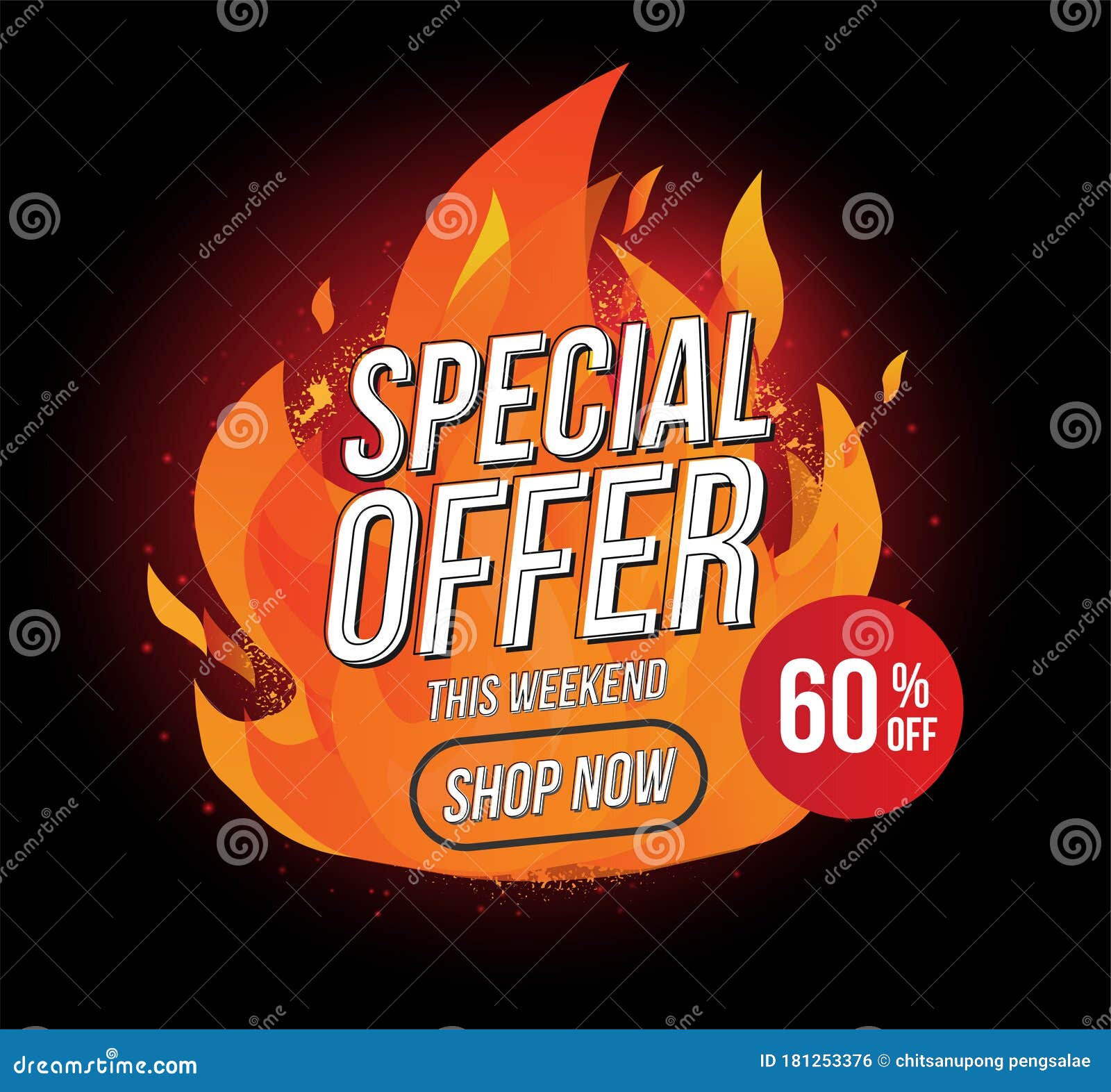 Hot Sale Fire Burn Special Offer Banner Template Vector Labels Designs ...