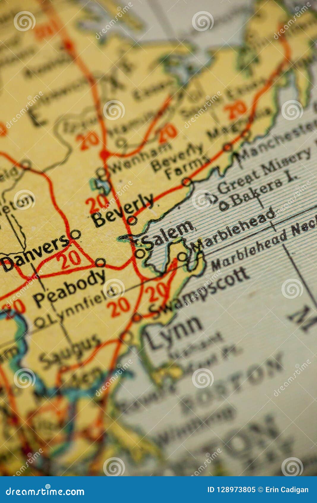 Salem Massachusetts Area Map Imagen de archivo - Imagen de pista ...