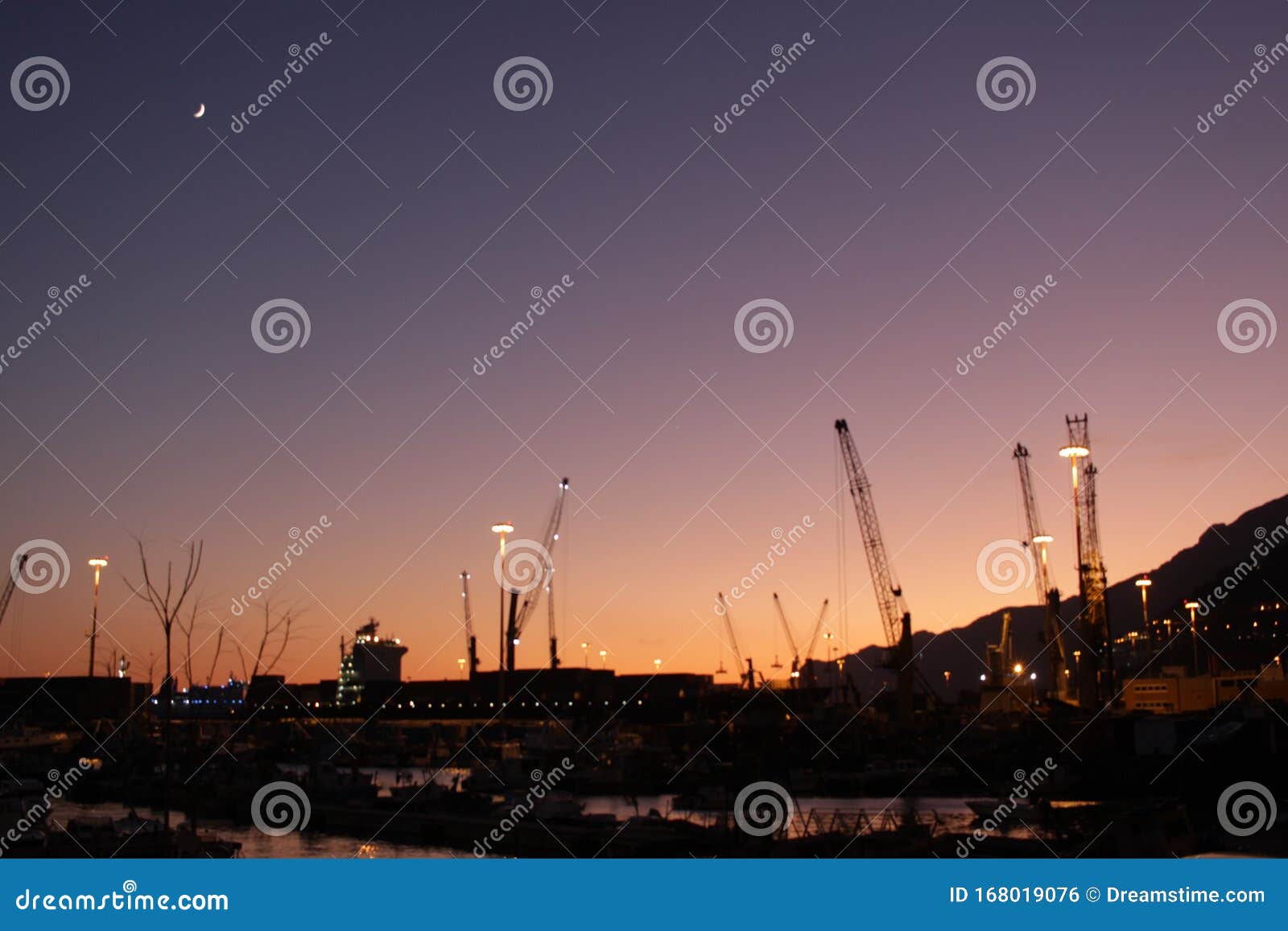Salerno Harbor View at Night Stock Photo - Image of salerno, harbor ...