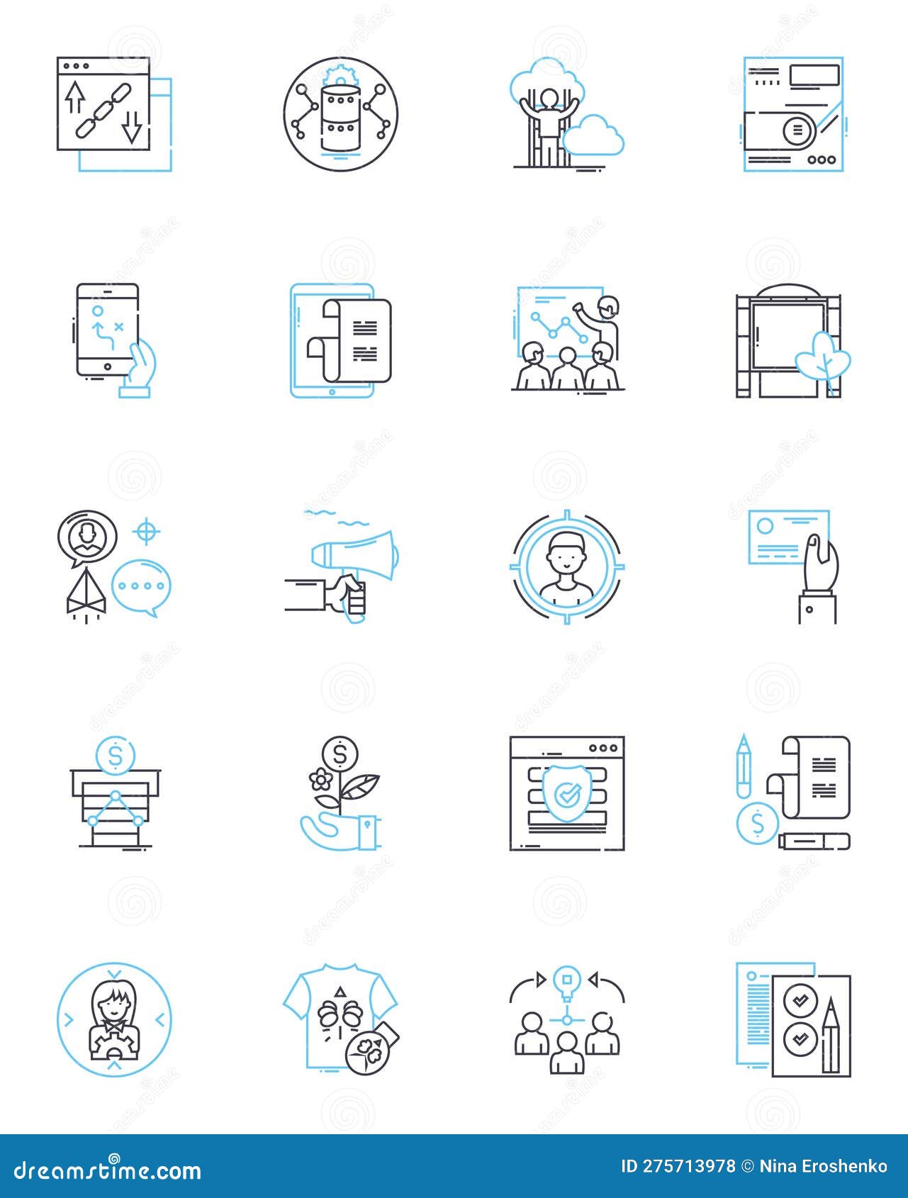 Sales Agency Linear Icons Set. Prospecting, Cold Calling, Pitching ... Sales Agency Linear Icons Set. Prospecting, Cold Calling, Pitching ...