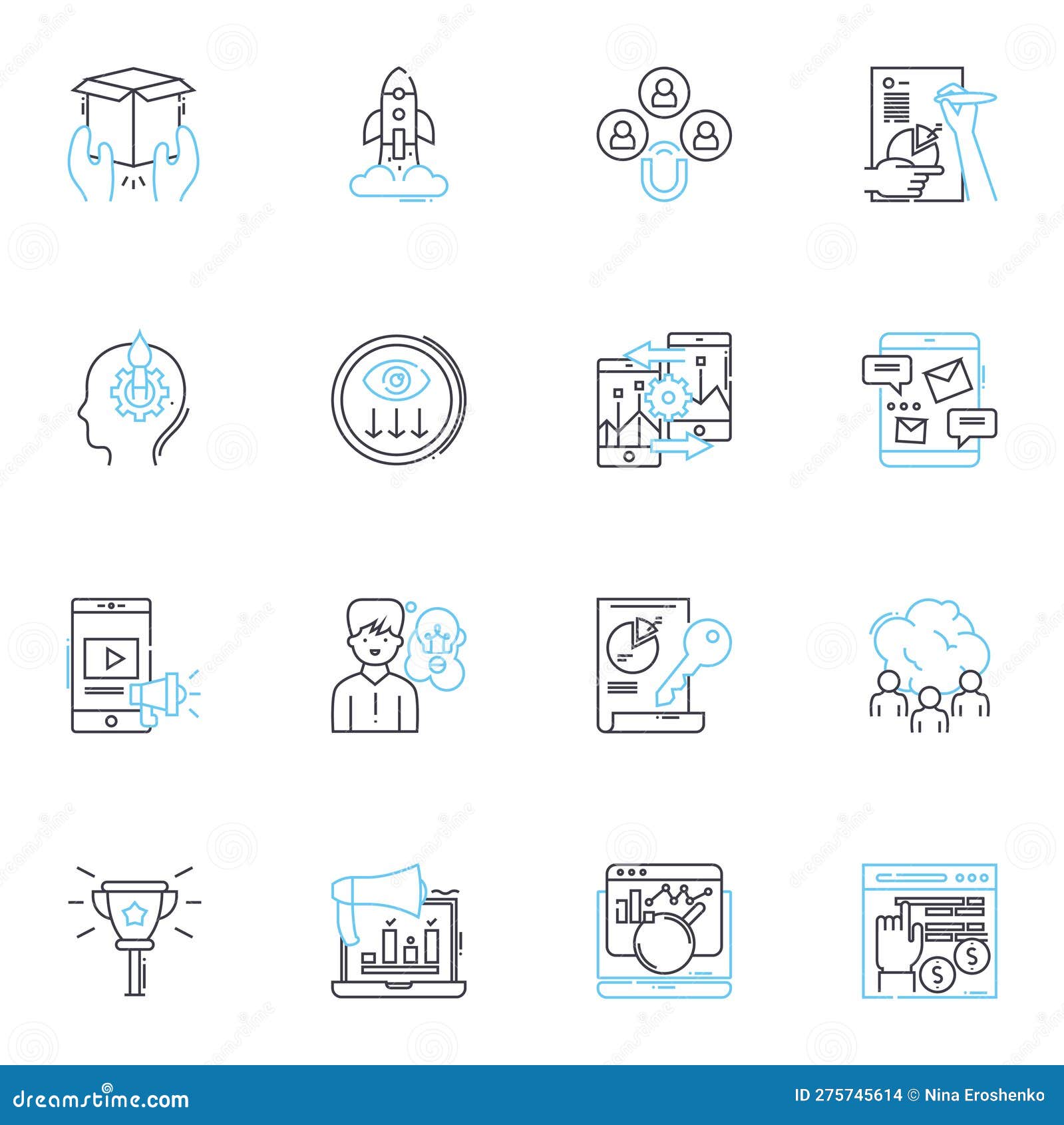 Sales Agency Linear Icons Set. Prospecting, Cold Calling, Pitching ... Sales Agency Linear Icons Set. Prospecting, Cold Calling, Pitching ...