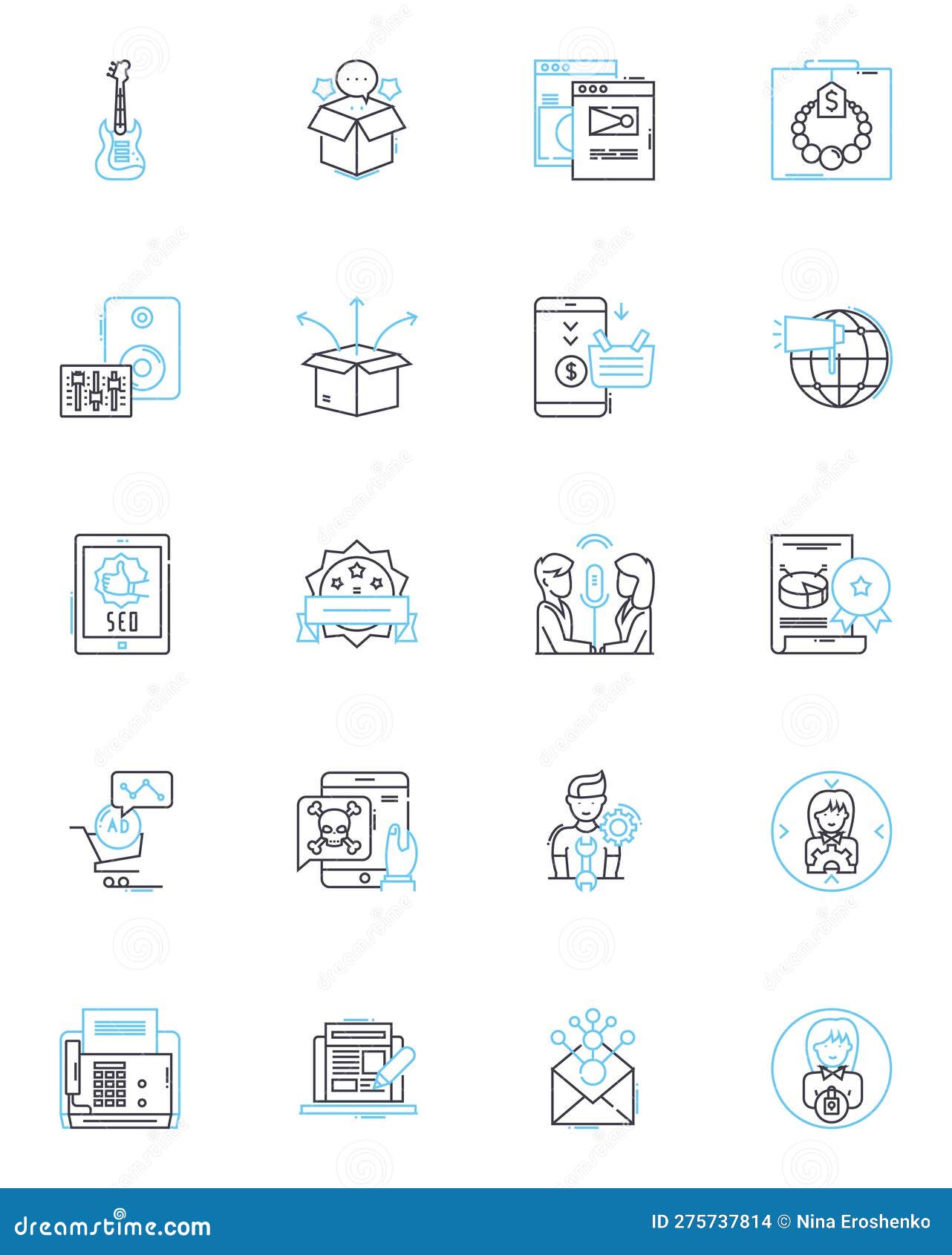 Sales Agency Linear Icons Set. Prospecting, Cold Calling, Pitching ... Sales Agency Linear Icons Set. Prospecting, Cold Calling, Pitching ...