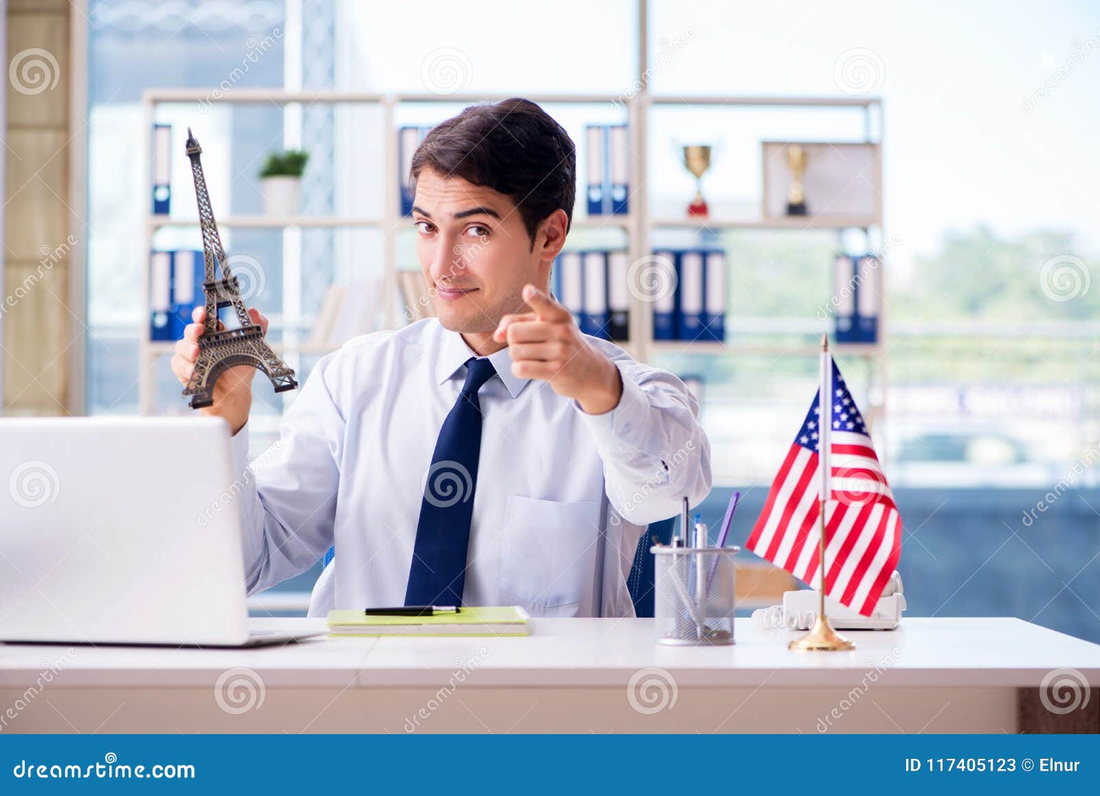 The Sales Agent Working in Travel Agency Stock Image - Image of ...