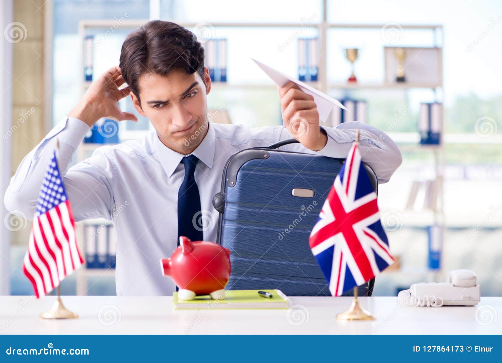 The Sales Agent Working in Travel Agency Stock Image - Image of office ...
