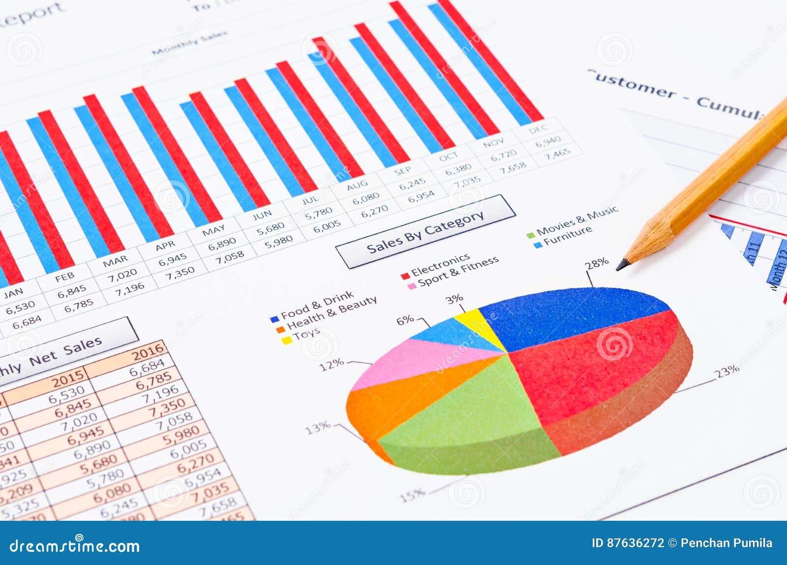 Sales by category report. stock photo. Image of planing - 87636272