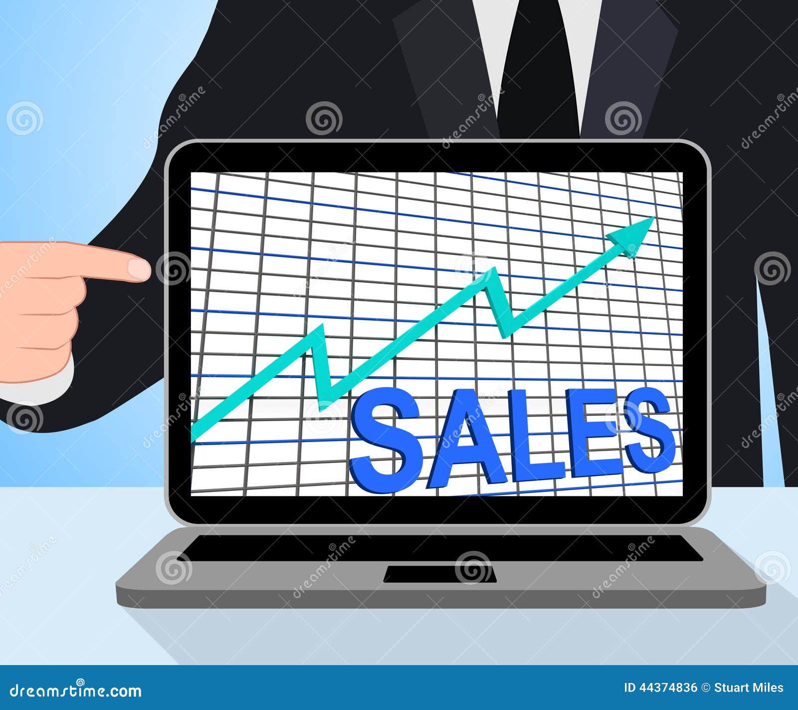 Sales Chart Graph Displays Increasing Profits Trade Stock Illustration ...