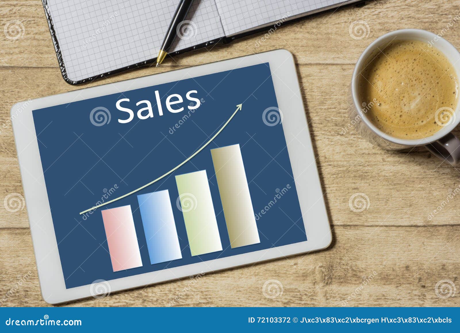 Sales Chart on Tablet on Wooden Desk Stock Photo - Image of sales ...