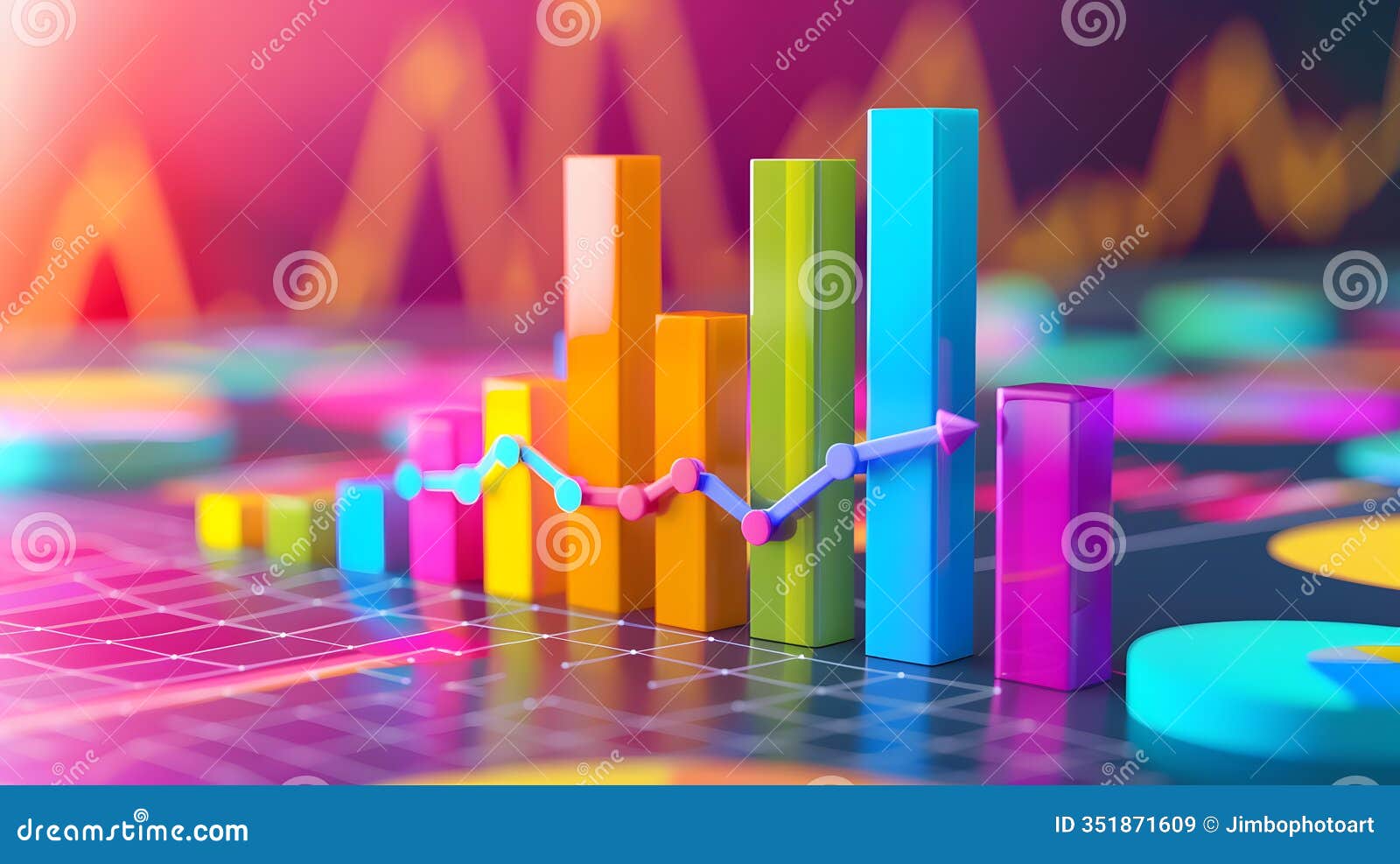 Sales Data Analysis Vibrant Bar Chart and Growth Stock Illustration ...