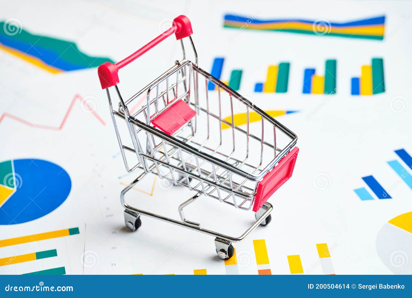 Sales and Demand Graphs Concept with Store Cart Stock Photo - Image of ...