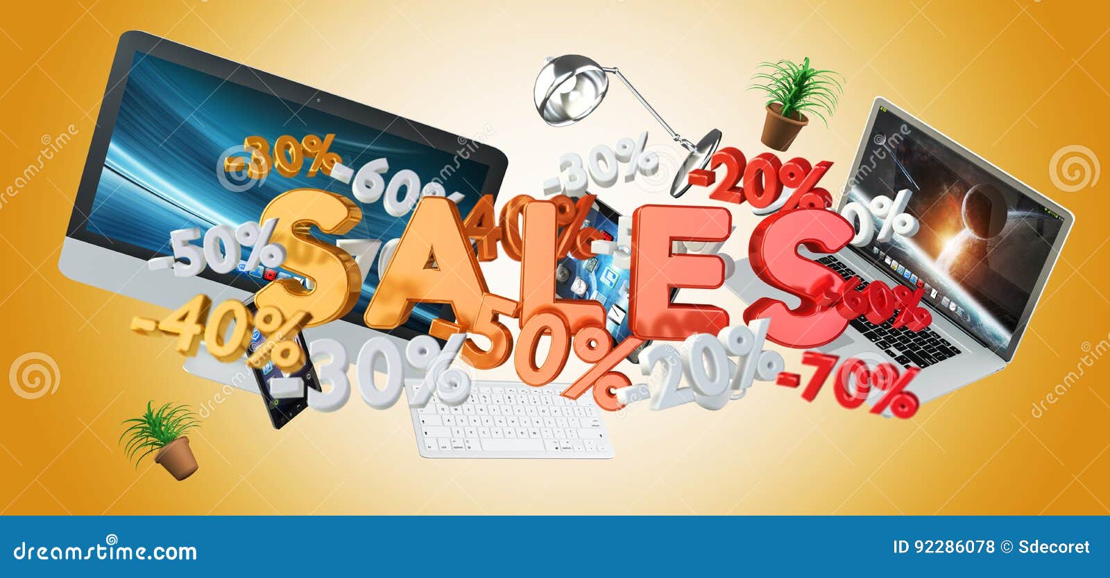 Sales and Devices Concept 3D Rendering Stock Illustration ...