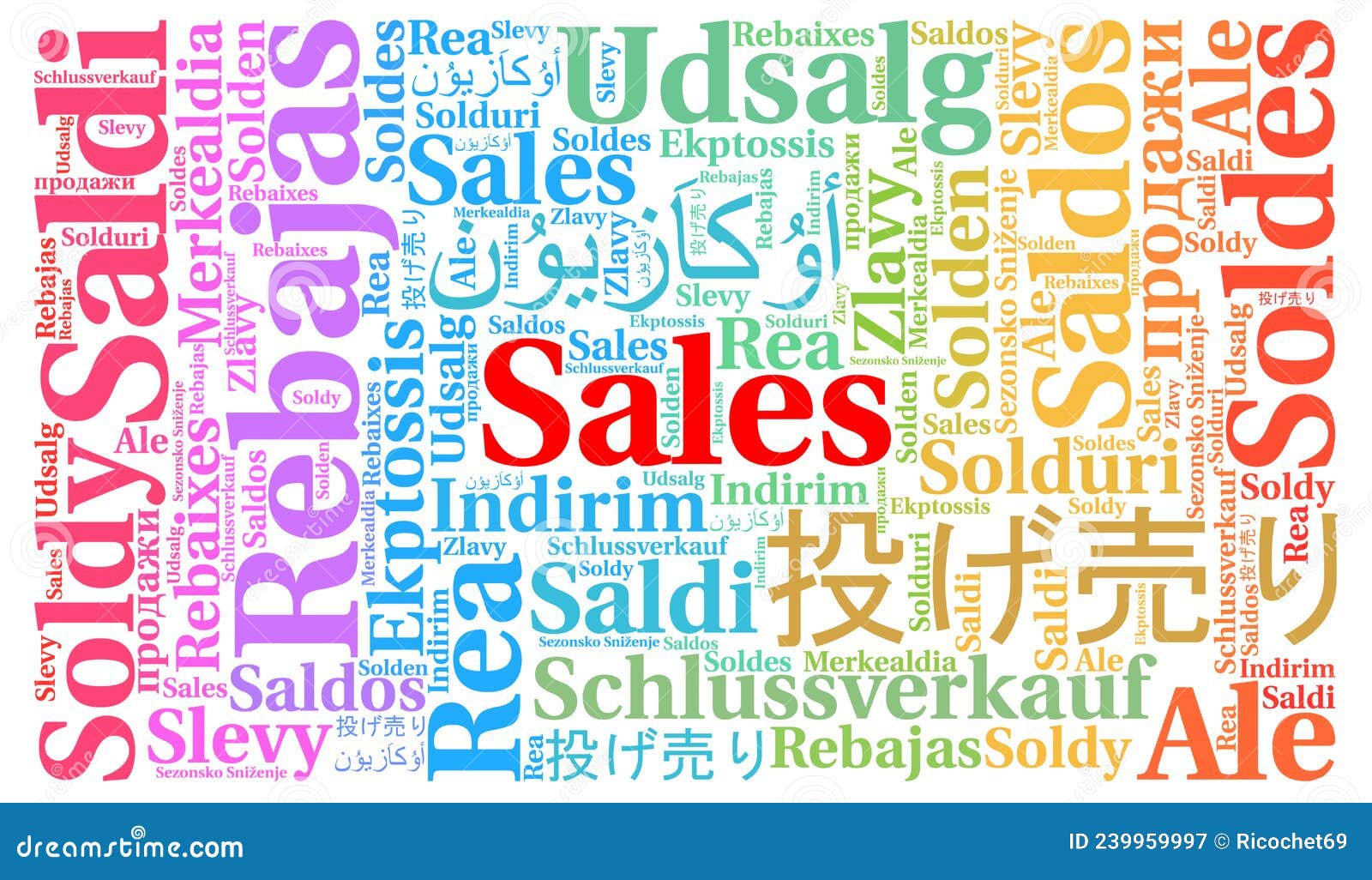 Sales in Different Languages Word Cloud Stock Illustration ...
