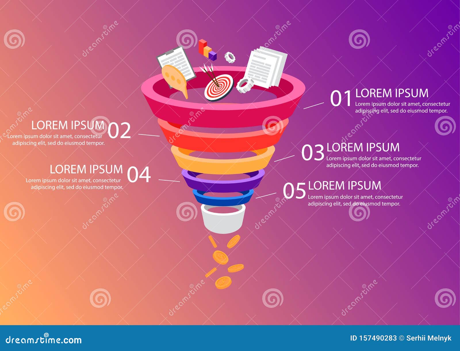 Sales Funnel Business Infographics. Stock Vector - Illustration of ...
