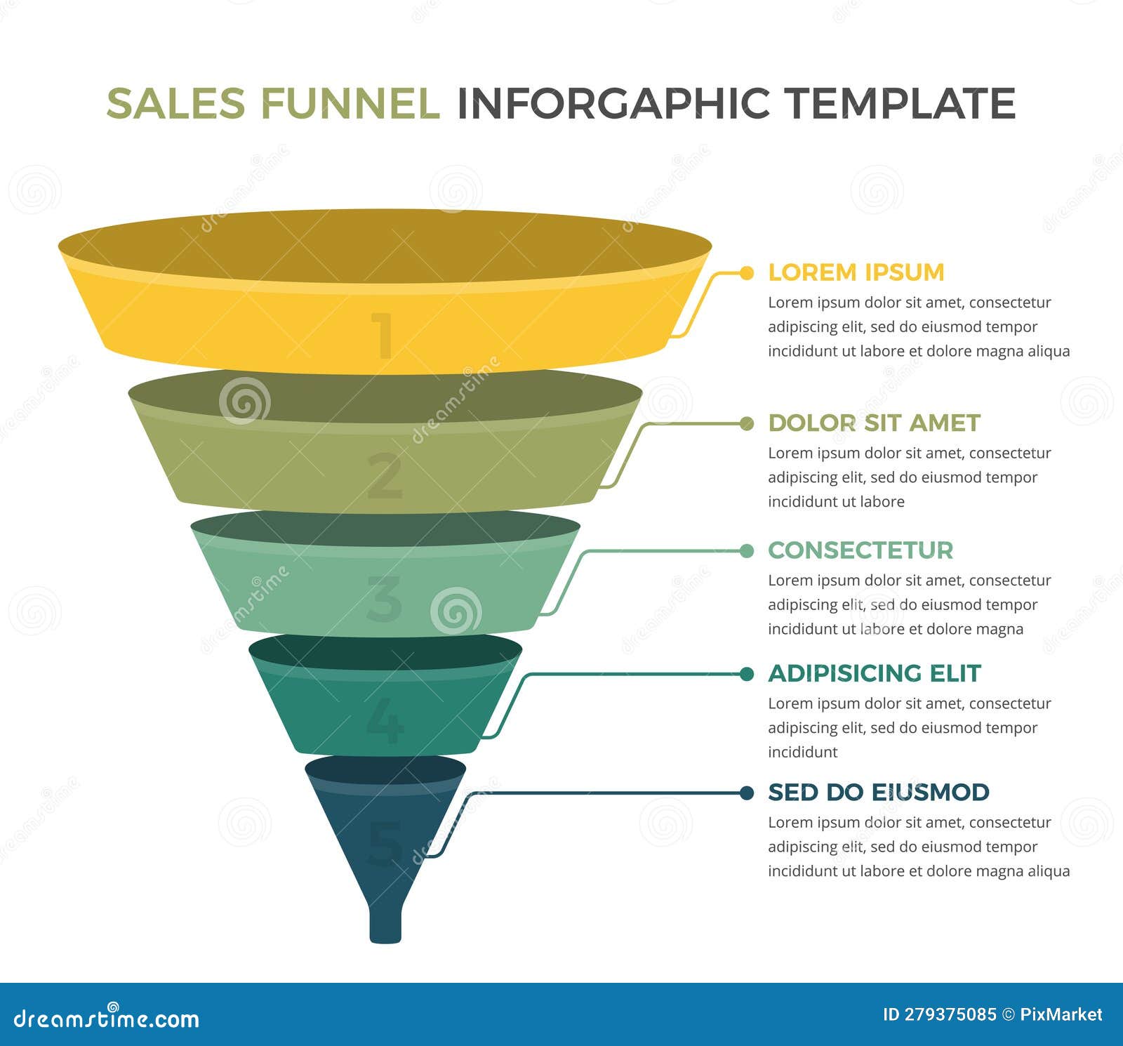 Funnel Diagram Five Steps Template. Clipart Image Vector Illustration ... Funnel Diagram Five Steps Template. Clipart Image Vector Illustration ...
