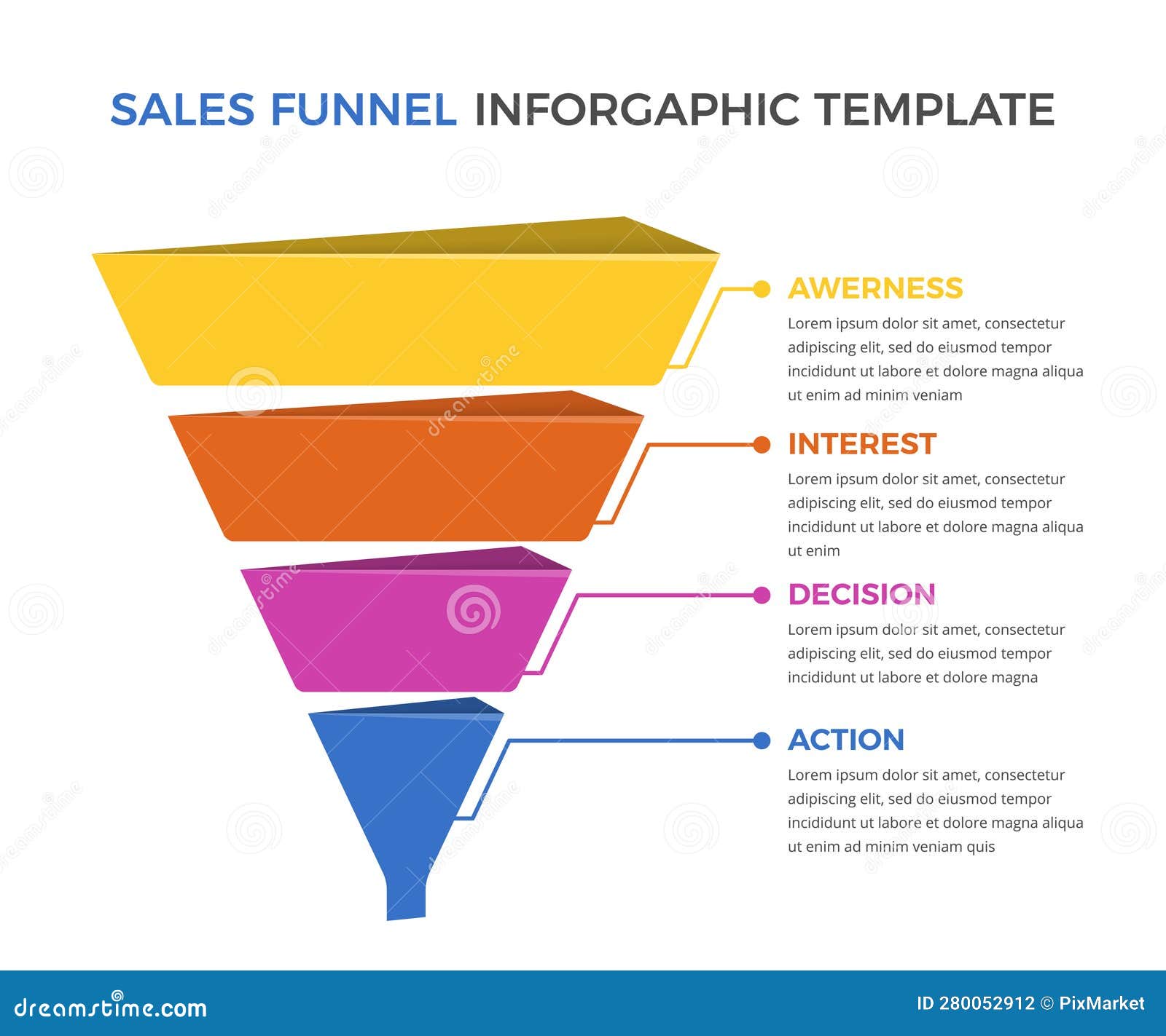 Sales Funnel Diagram Infographic Template Stock Vector - Illustration ...
