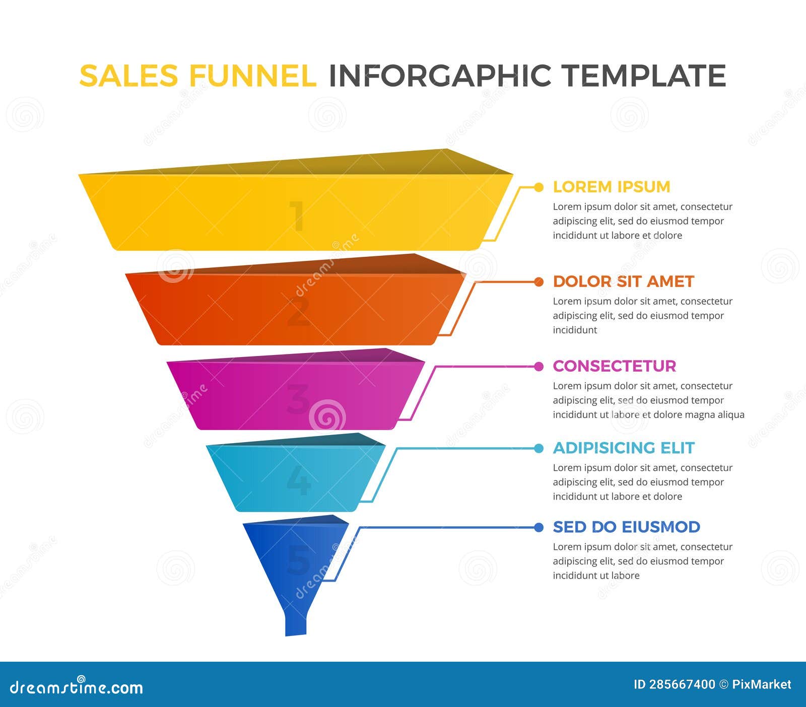 Funnel Diagram Five Steps Template. Clipart Image Vector Illustration ... Funnel Diagram Five Steps Template. Clipart Image Vector Illustration ...