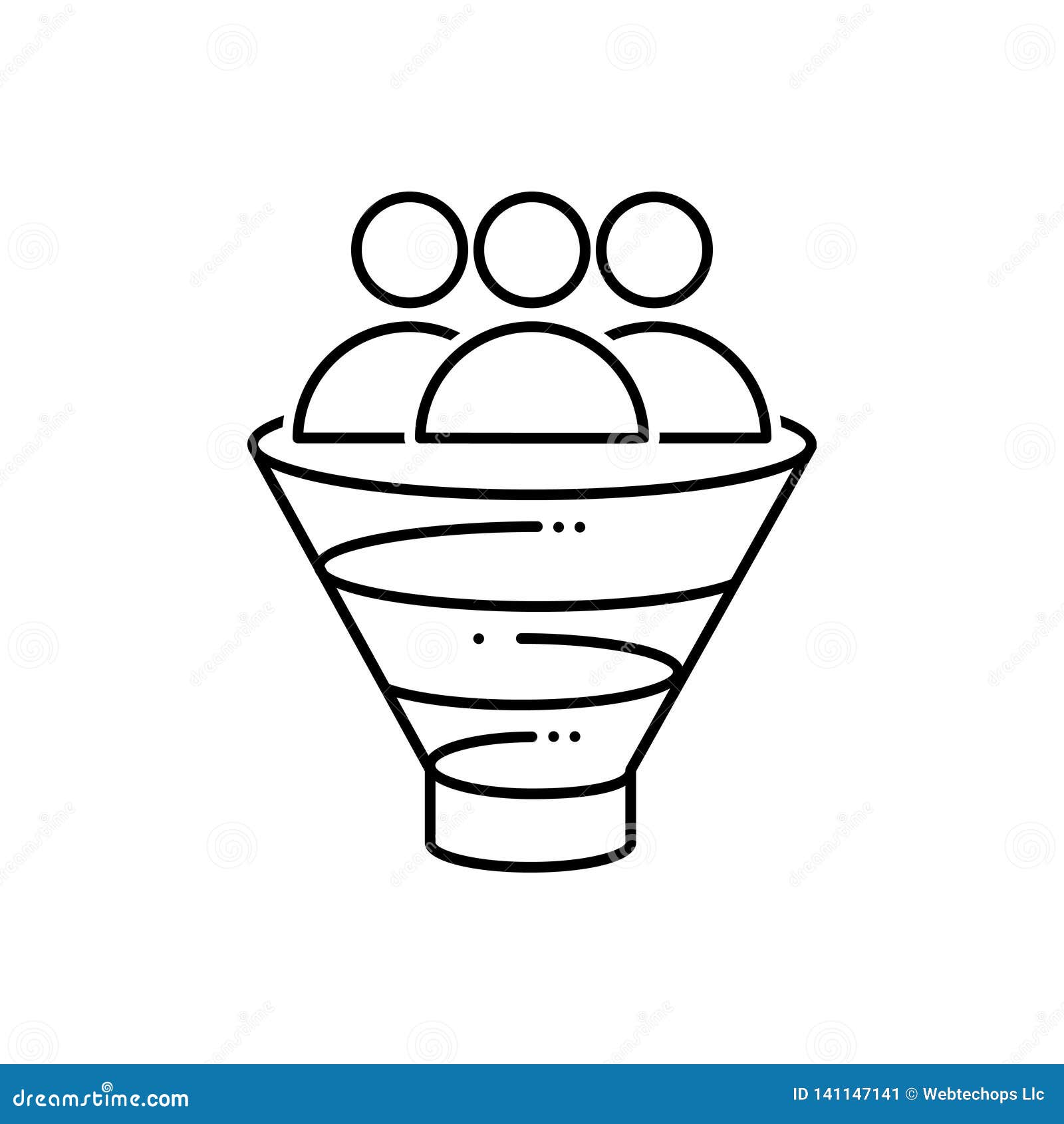 Black Line Icon for Sales Funnel, Digital and Marketing Stock ...