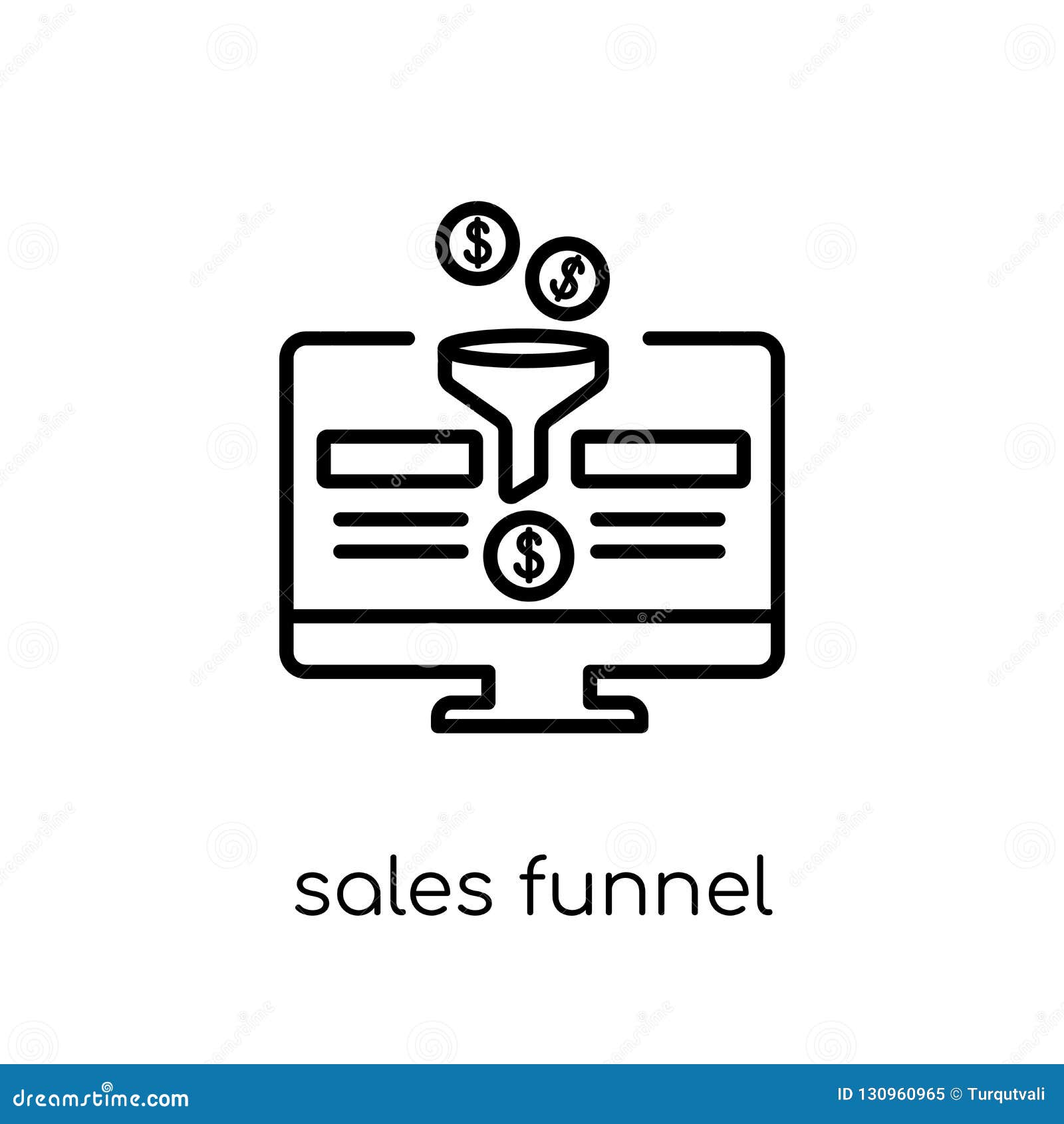 Sales Funnel Icon. Trendy Modern Flat Linear Vector Sales Funnel Stock ...