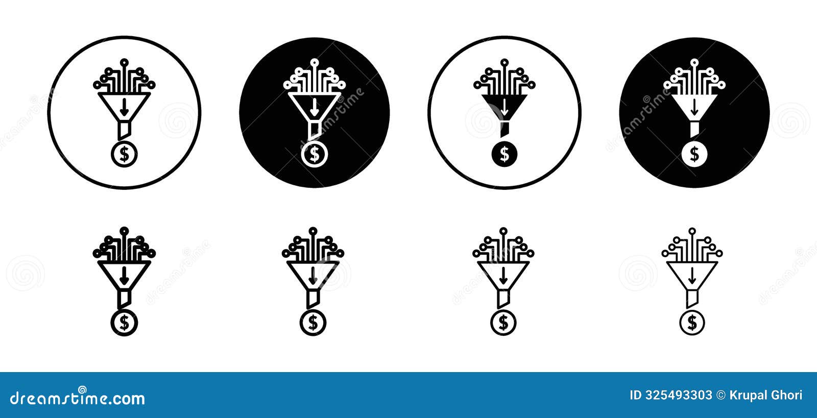 Sales Funnel Vector Icon Set Collection. Sales Funnel Outline Flat Icon ...