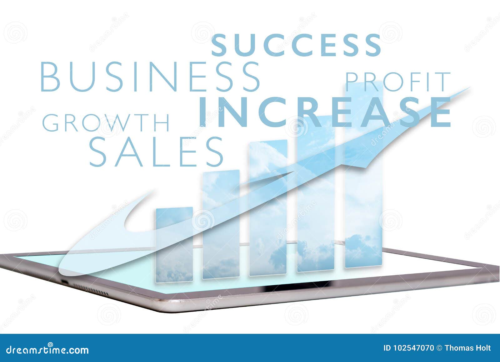 Sales Growth Chart on Tablet Screen Stock Photo - Image of word ...