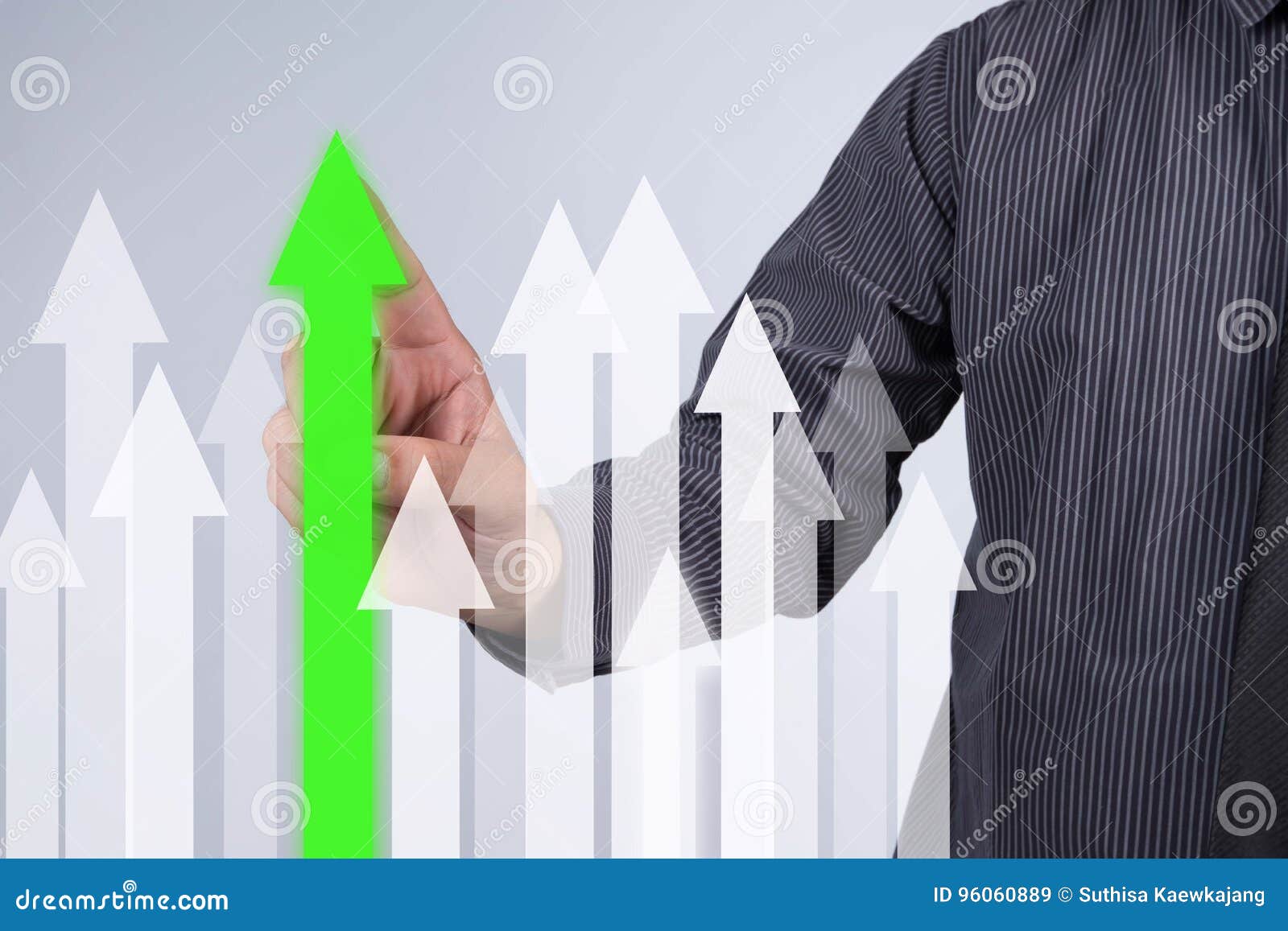 Sales Growth Graph - Businessman Hand Pressing Button on Touch S Stock ...