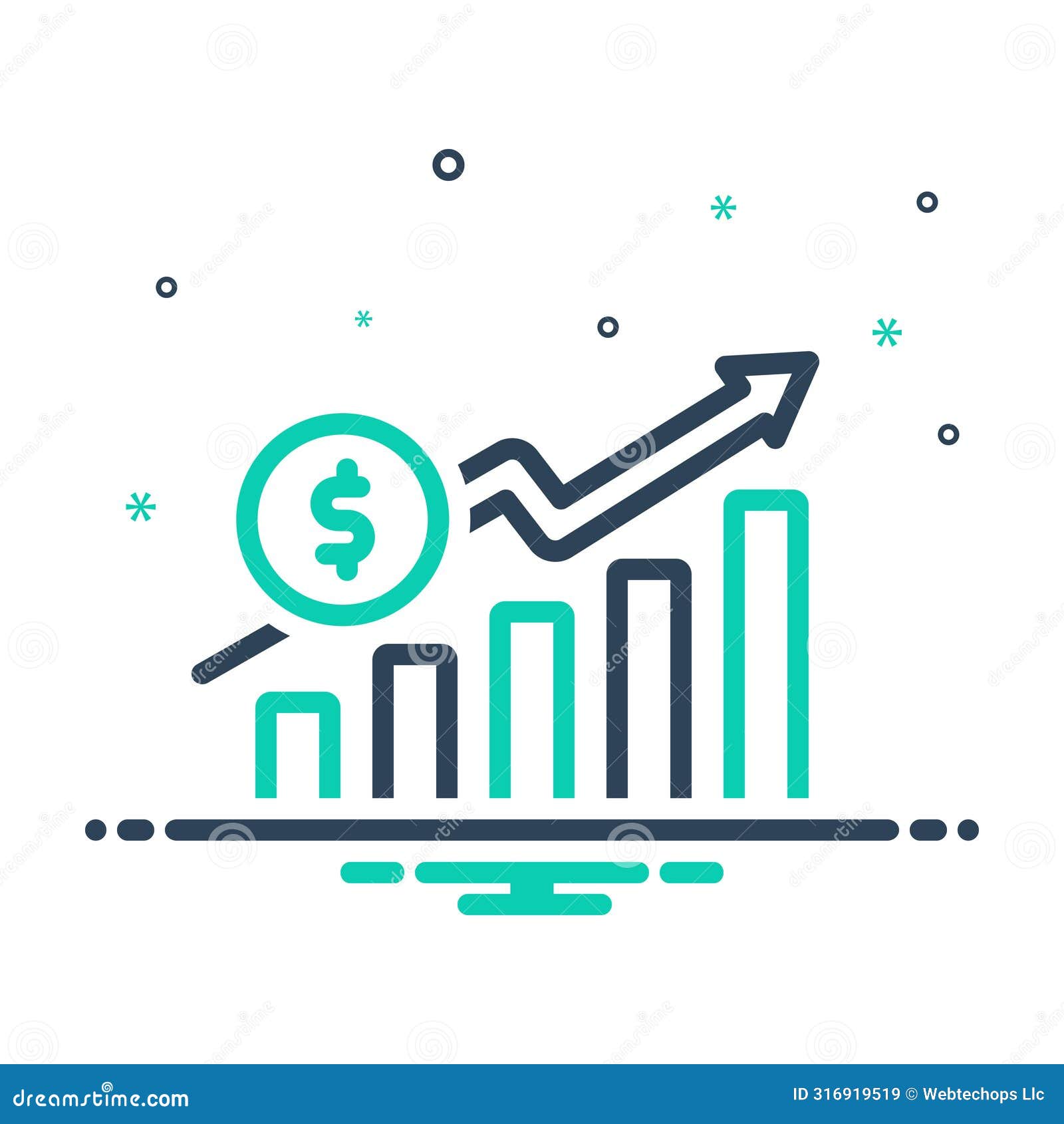 Mix Icon for Sales, Growth and Financial Stock Vector - Illustration of ...
