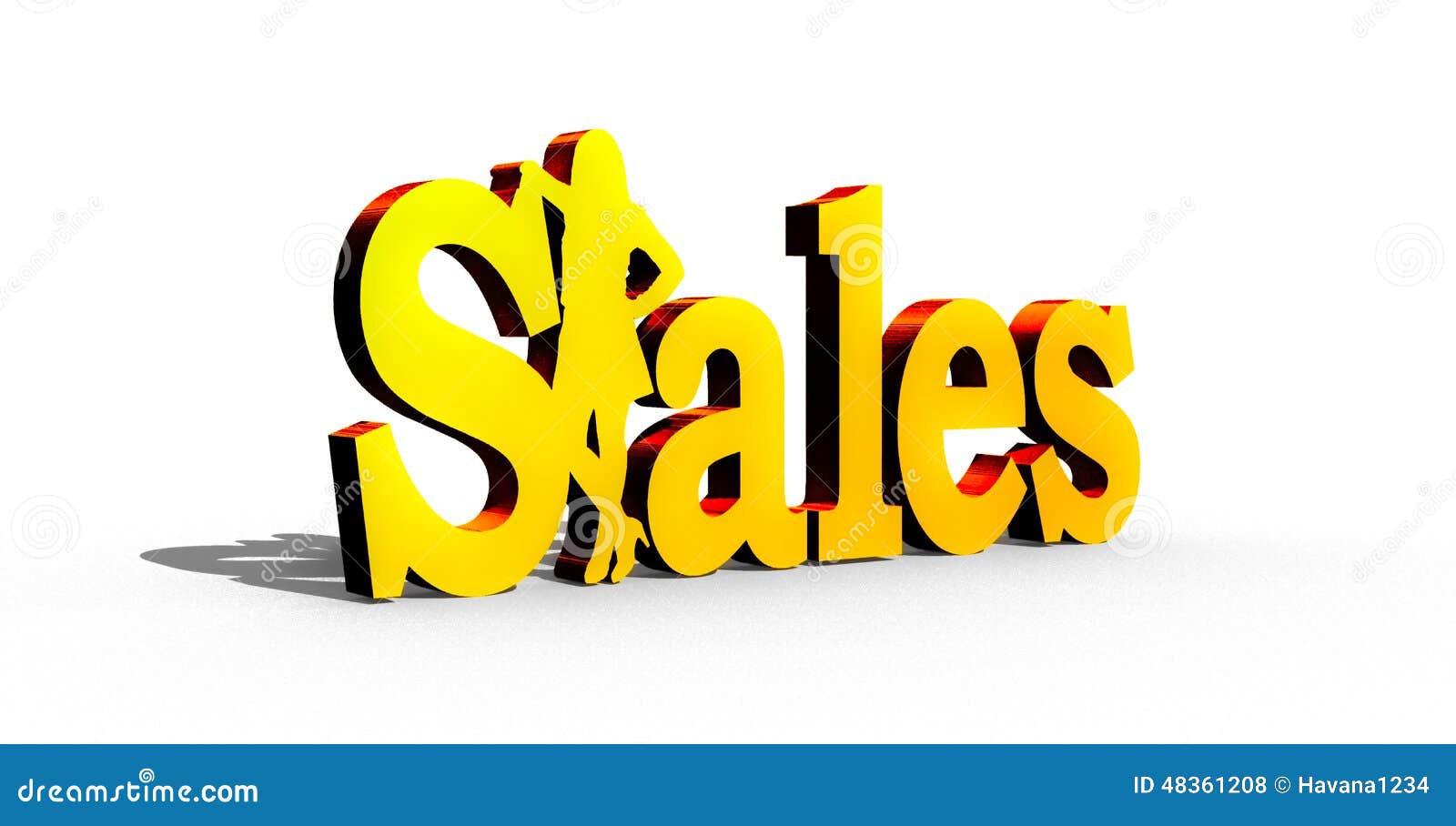 Sales Lady Standing in 3D Text Gold. Stock Illustration - Illustration ...