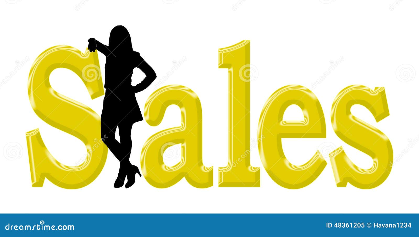 Sales Lady Standing in Text Gold. Stock Illustration - Illustration of ...