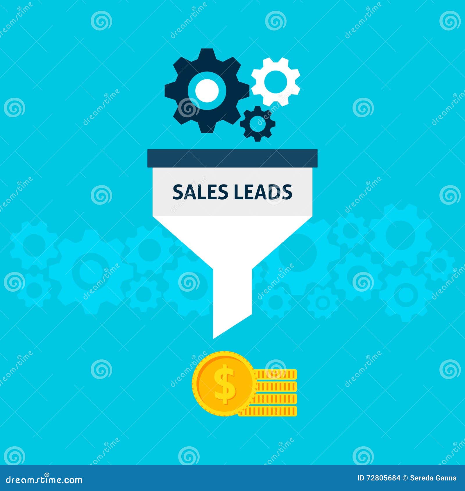 Sales Leads Flat Concept stock vector. Illustration of coin - 72805684