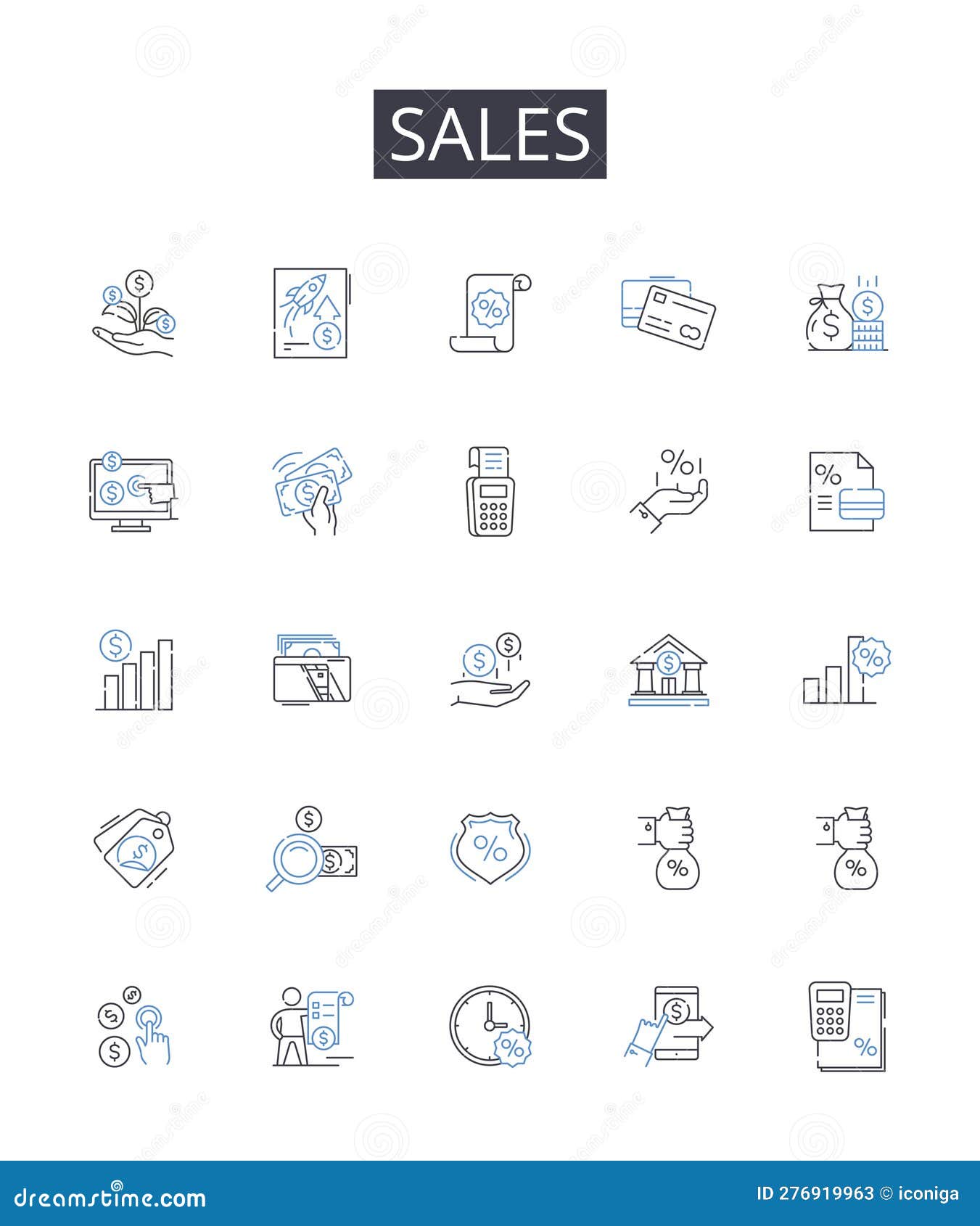 Sales Line Icons Collection. Sharing, Collaborating, Engaging ...