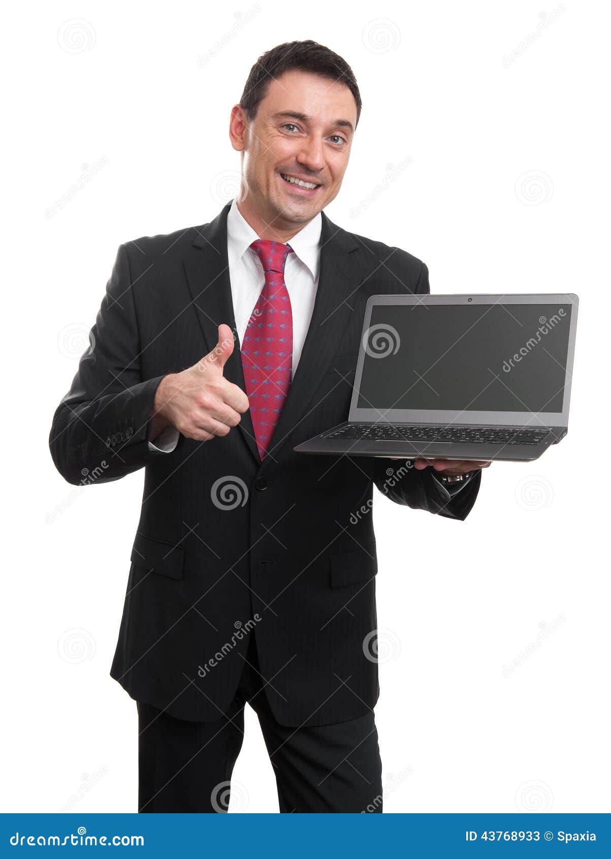 Sales Man Presenting Somenting on Laptop Screen Stock Image - Image of ...